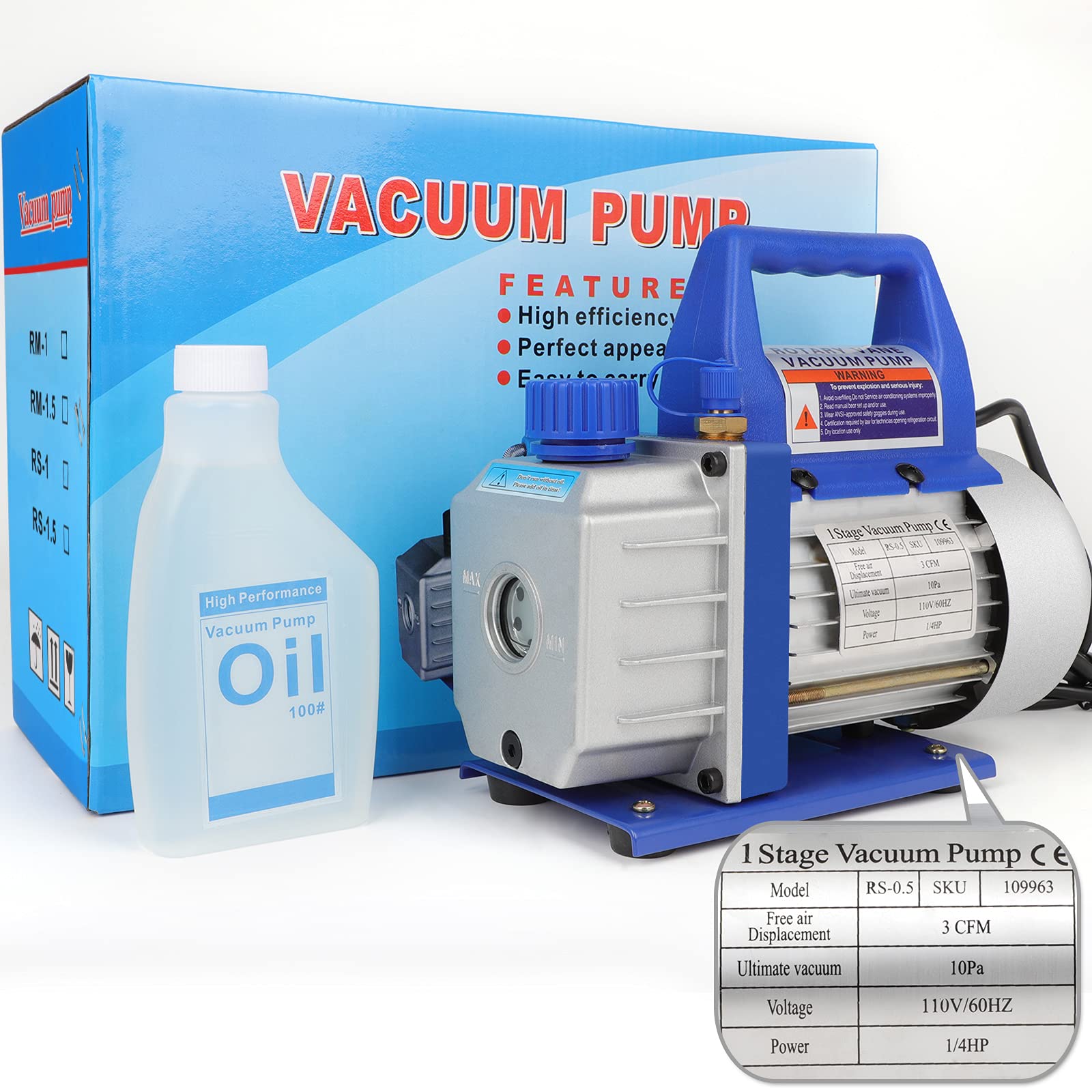 Snapklik.com : 3CFM 1/4HP Vacuum Pump For R134a Air Refrigerant ...