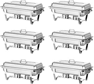 Amazon.com: Jacgood Chafing Dish Buffet Set 6 Pack 8QT Stainless Steel Food Warmer Chafer ...