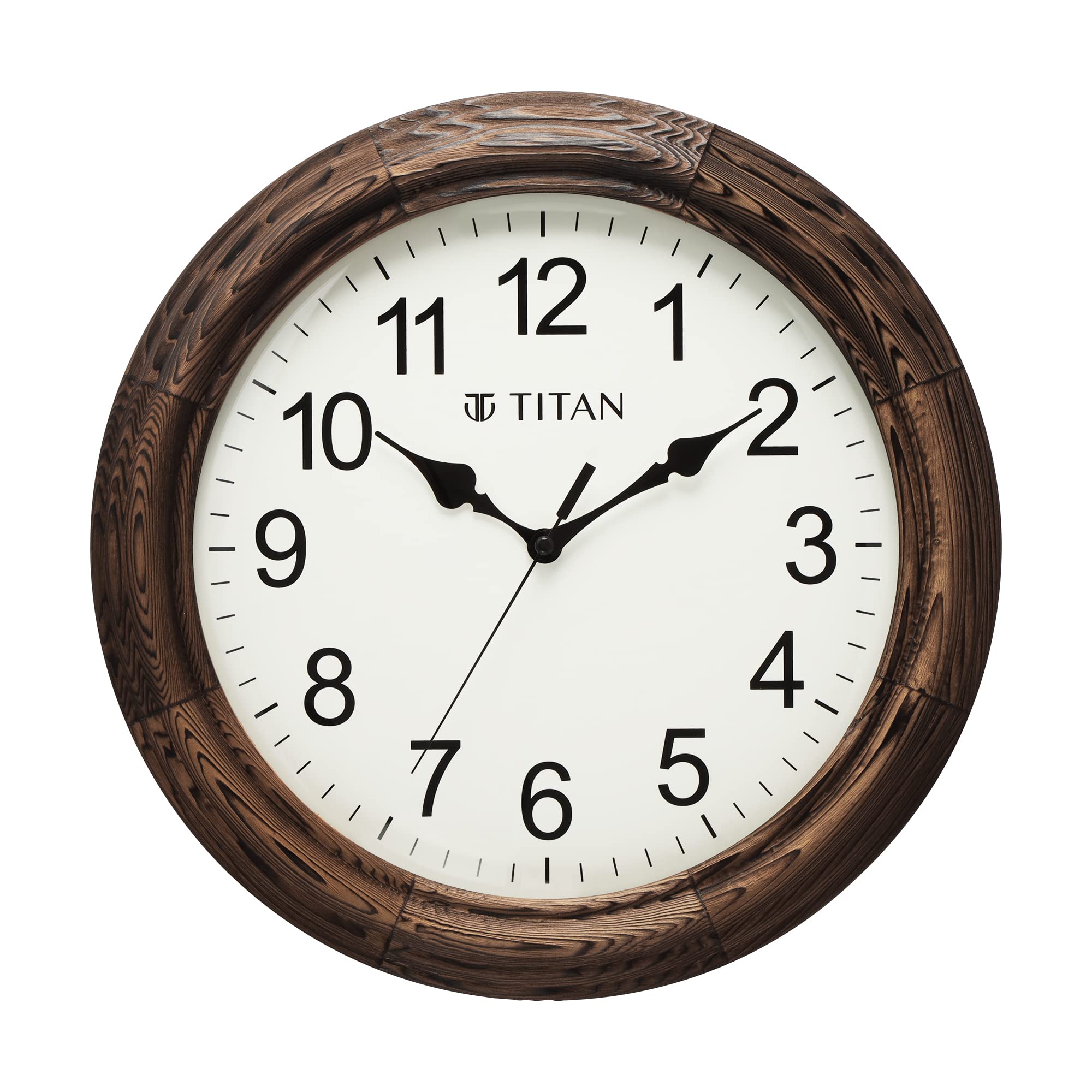 Buy Titan Classic Wooden Wall Clock with Flame Treated case Silent ...