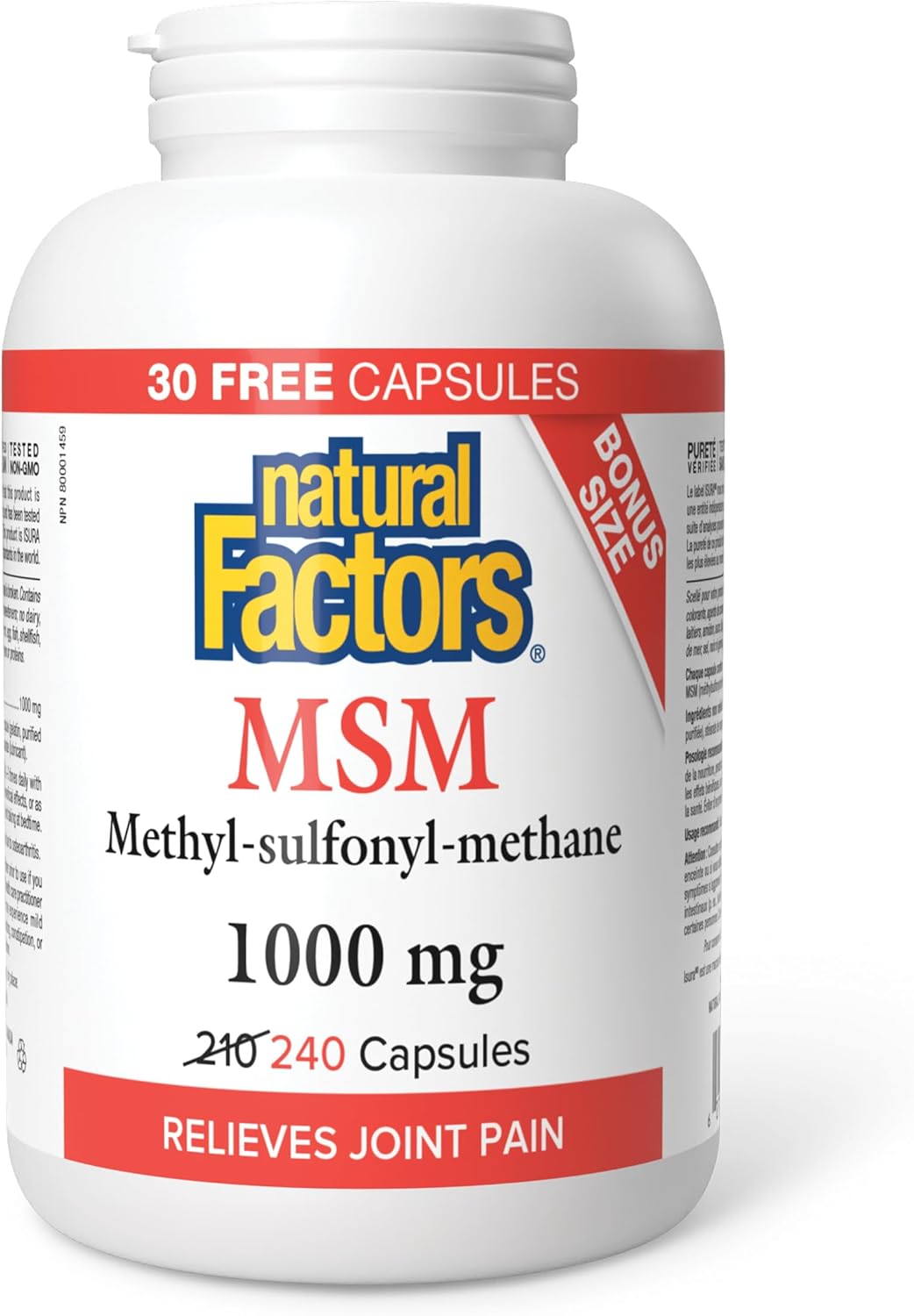 Natural Factors MSM (Methyl-sulfonyl-methane) 1000 mg, 240 Capsules ...