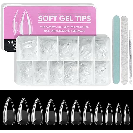 Amazon.com: Soft Gel Nail Tips Medium Stiletto, 120PCS Pre Buff Full ...