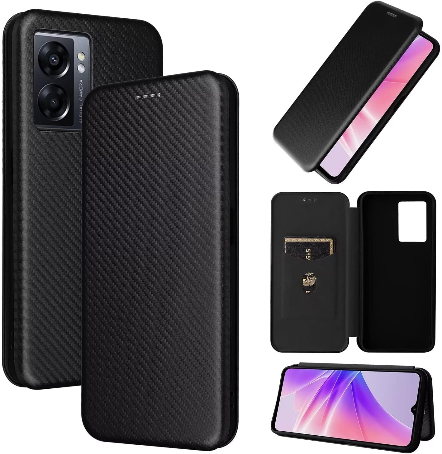 ESONG Carbon Fibre Leather Case for Oppo A57/A77 5G/A57S 4G/Realme ...