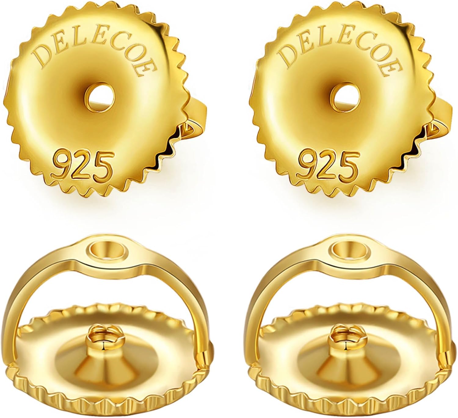 Amazon.com: DELECOE 2 Pairs 14K Gold Screw On Earring Backs for Diamond ...