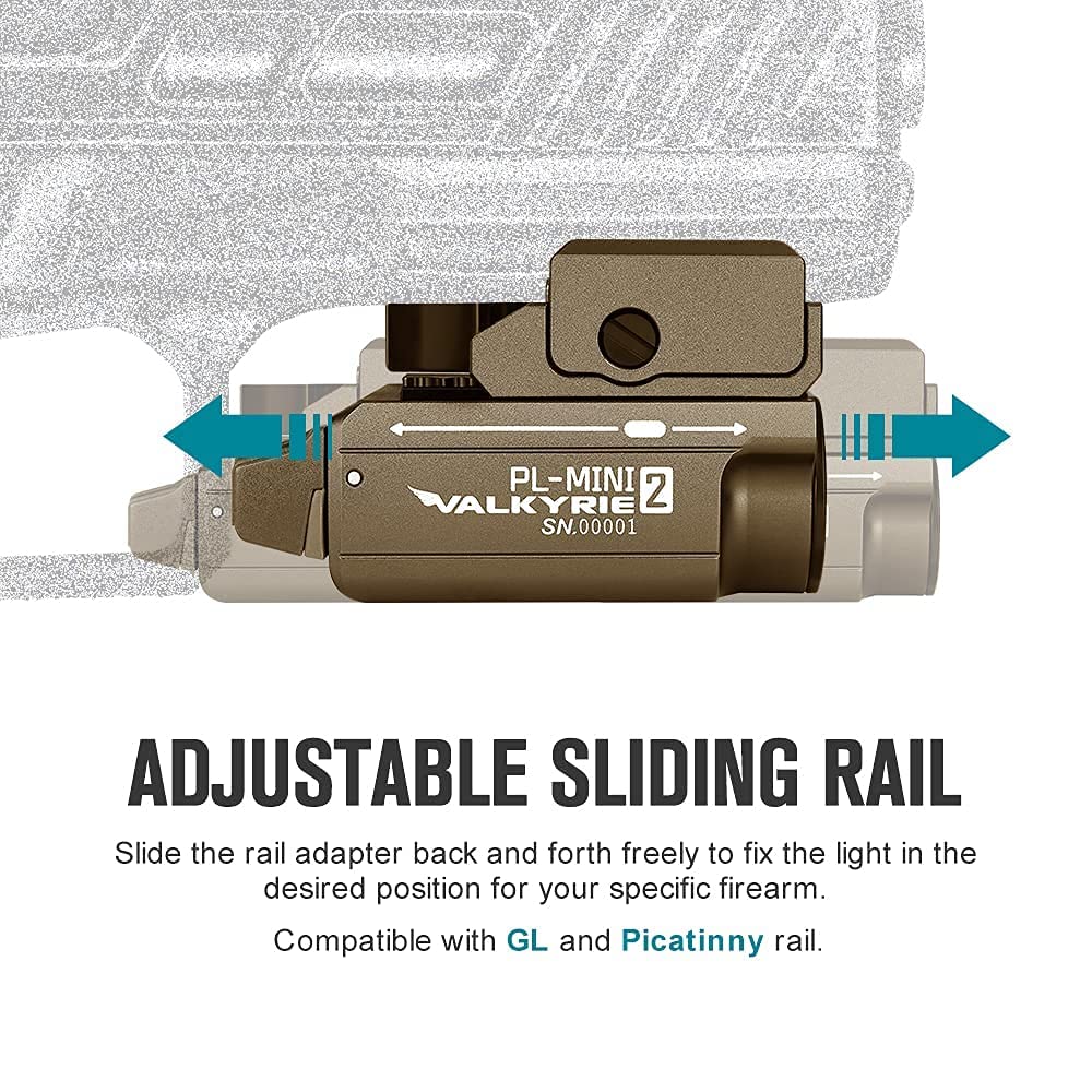 Olight PL-Mini 2 Valkyrie Rechargeable Handgun Weaponlight 600 Lumens ...