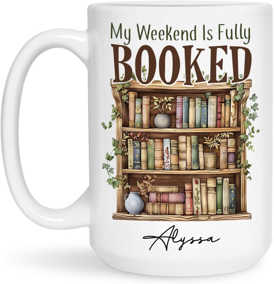 Amazon.com: FABGIFT Bookshelf Design Ceramic Mug 15oz, Personalized ...