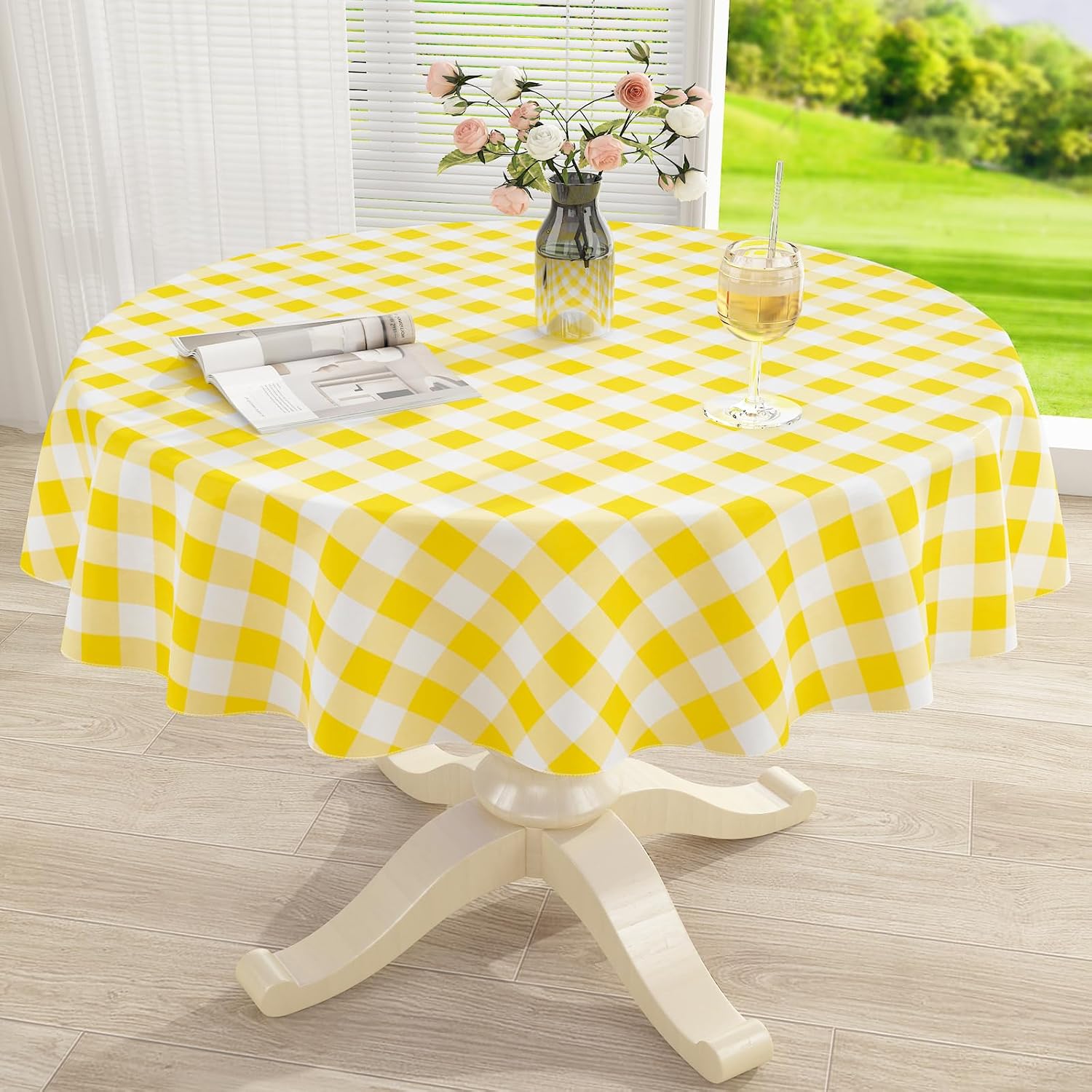 Amazon.com: misaya Round Waterproof Vinyl Table Cloth, Buffalo Flannel ...