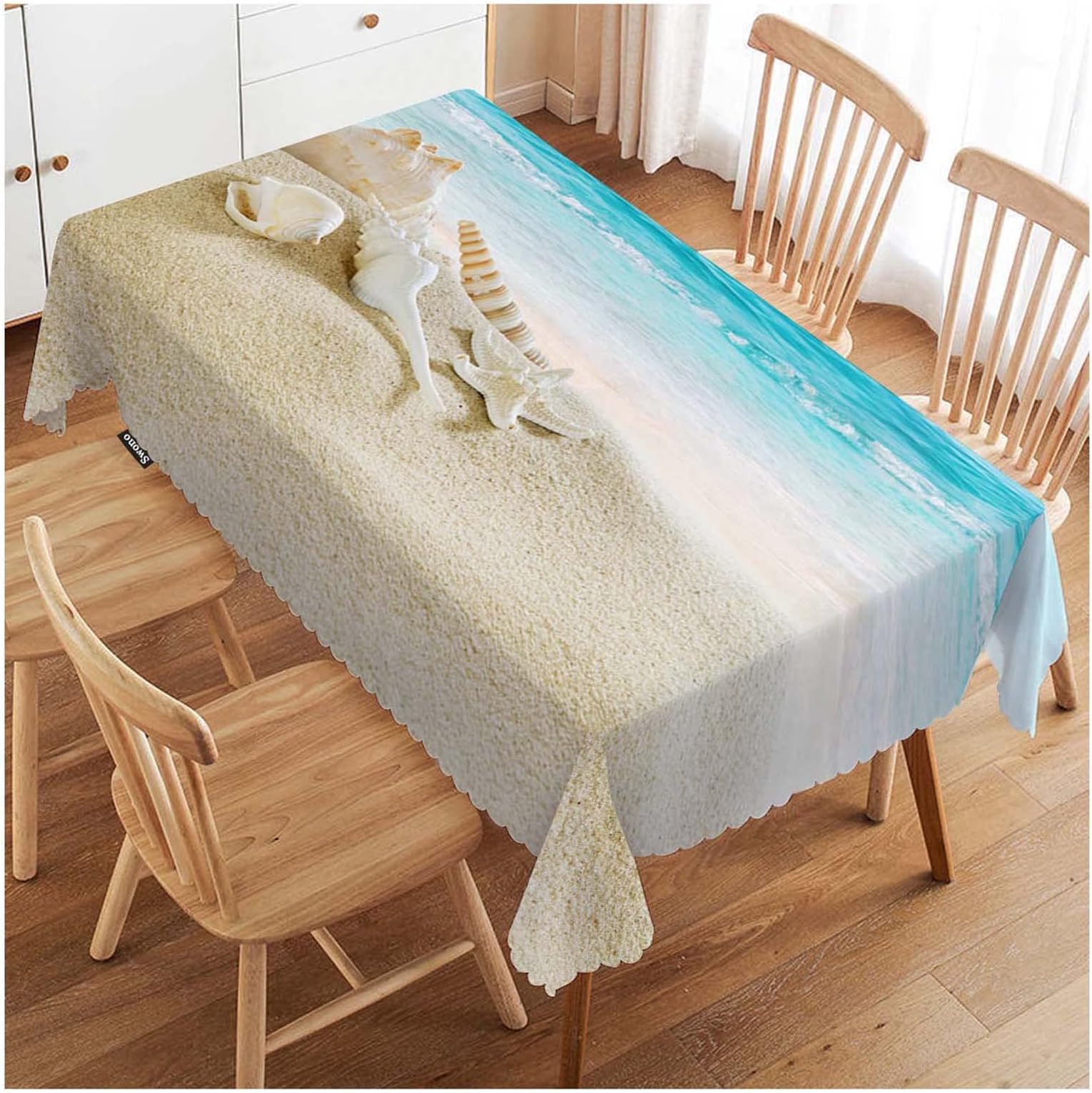 Amazon.com: AOYEGO Seascape Table Cloths Rectangle Ocean Beach Clouds ...