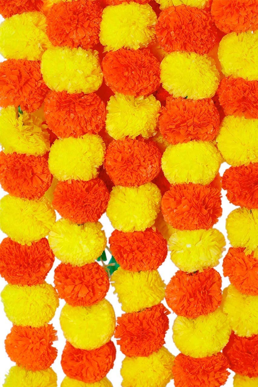 Buy Kapoor Crafts ® 5 Pcs Artificial Marigold Flowers for Decoration ...
