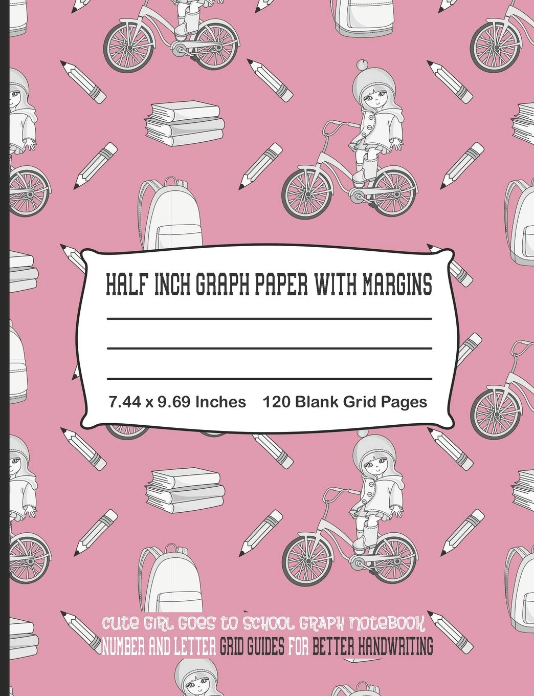 Buy Half Inch Graph Paper with Margins - Cute Girl Goes to School ...