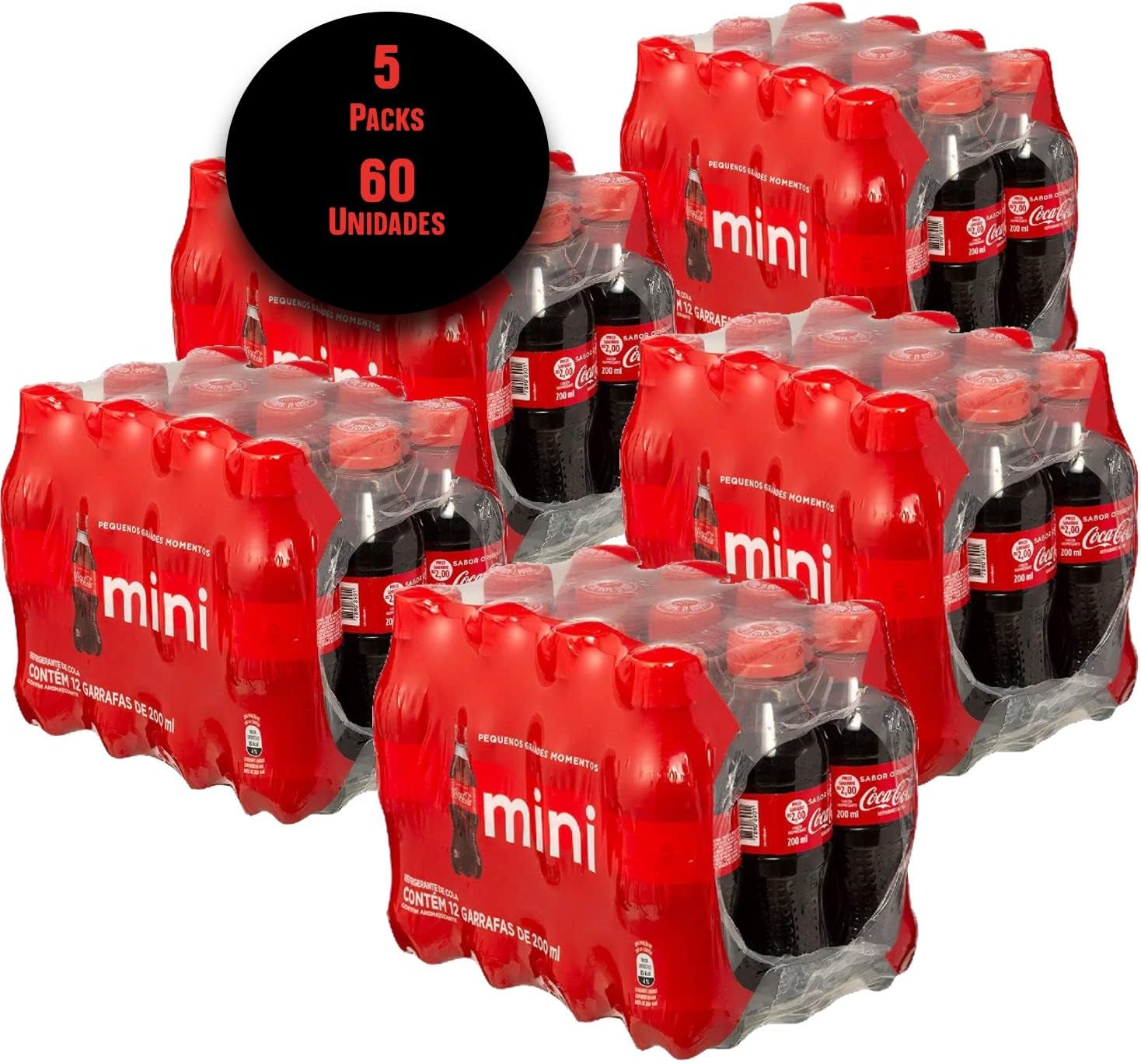 Refrigerante Coca-Cola Mini PET 200ml (60 unidades) : Amazon.com.br ...