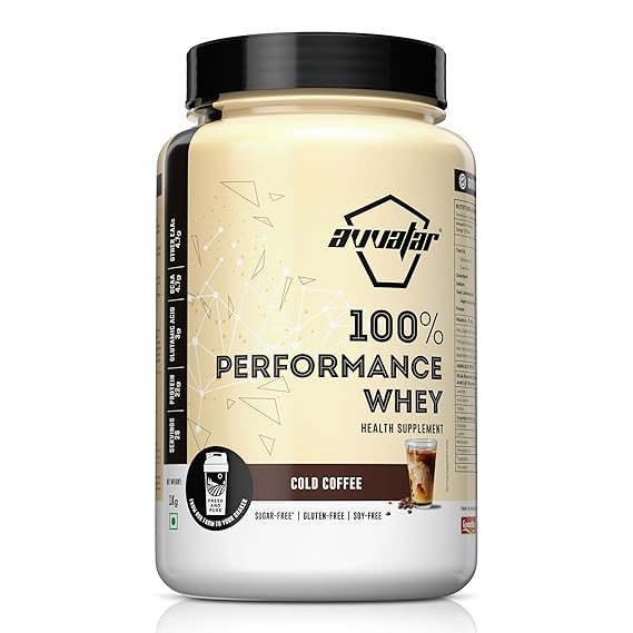 avvatar PERFORMANCE WHEY PROTEIN | 1KG | Cold Coffee Flavour | 25g ...