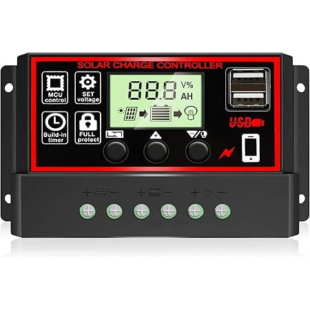 amiciSmart Solar Charge Controller 10A, Intelligent Battery Regulator ...