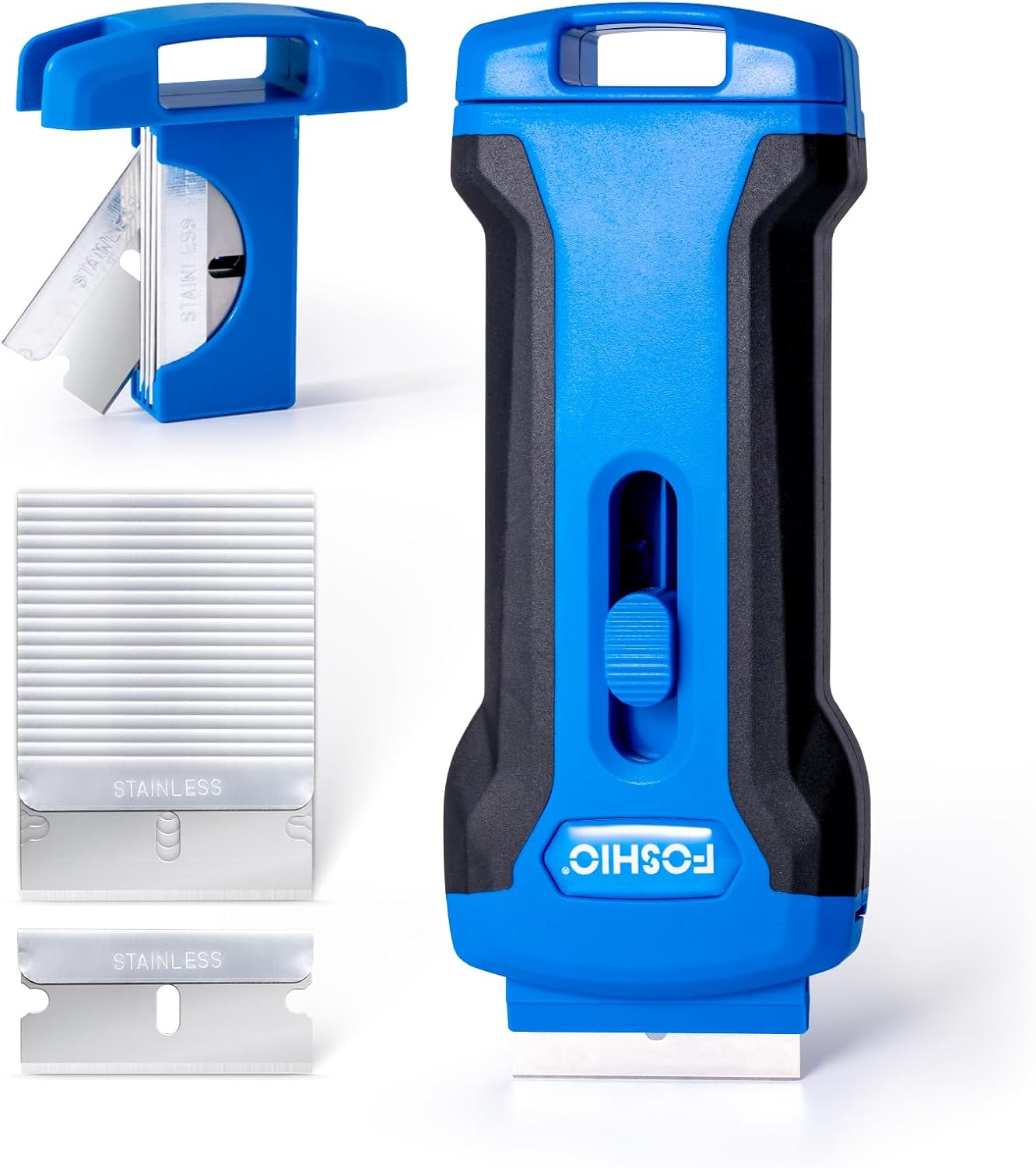 FOSHIO Razor Blade Scraper Tool with 20pcs Extra Stainless Steel Blades ...