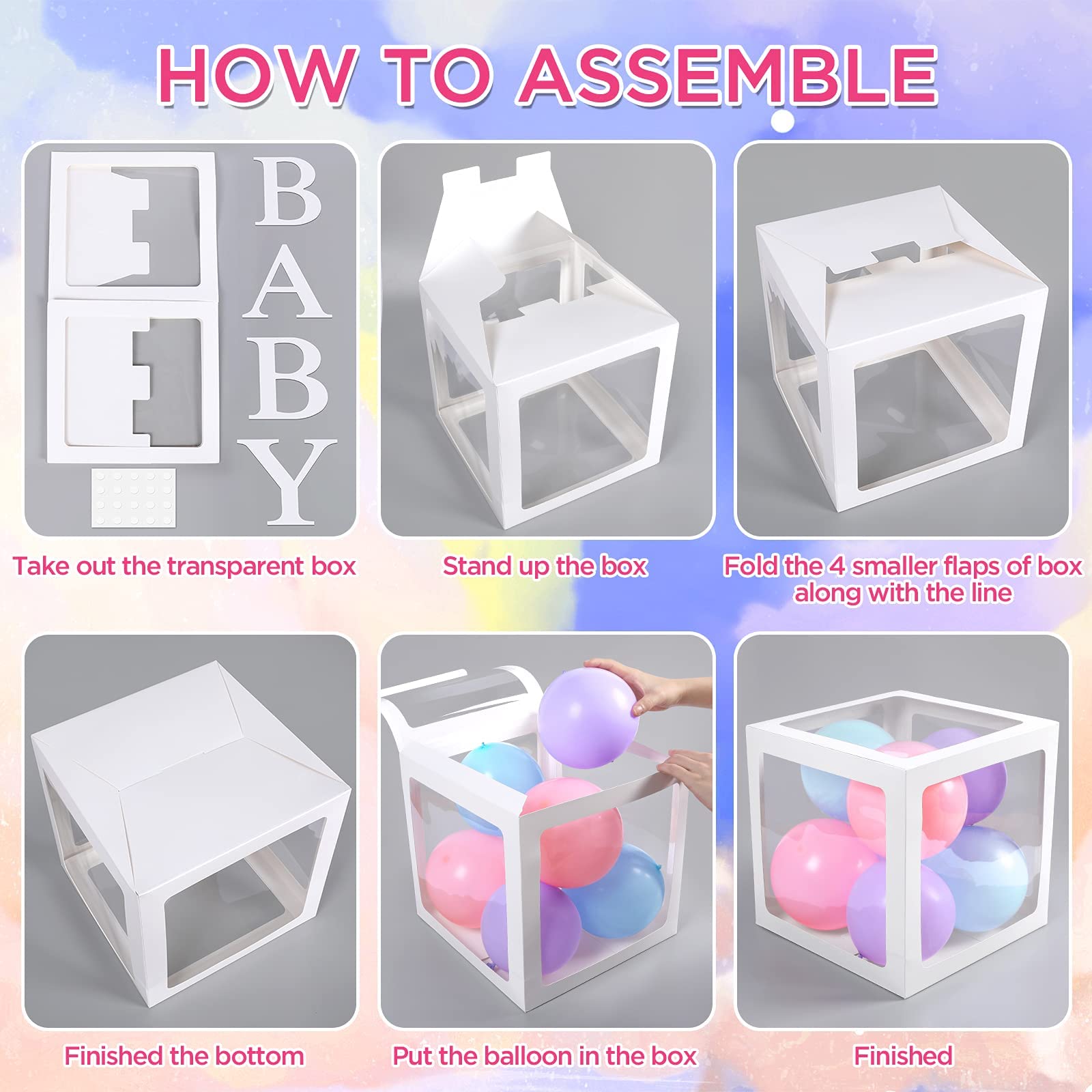 Buy Baby Shower Decorations for Boy Girl, 4PCS Valentine's Day Clear ...