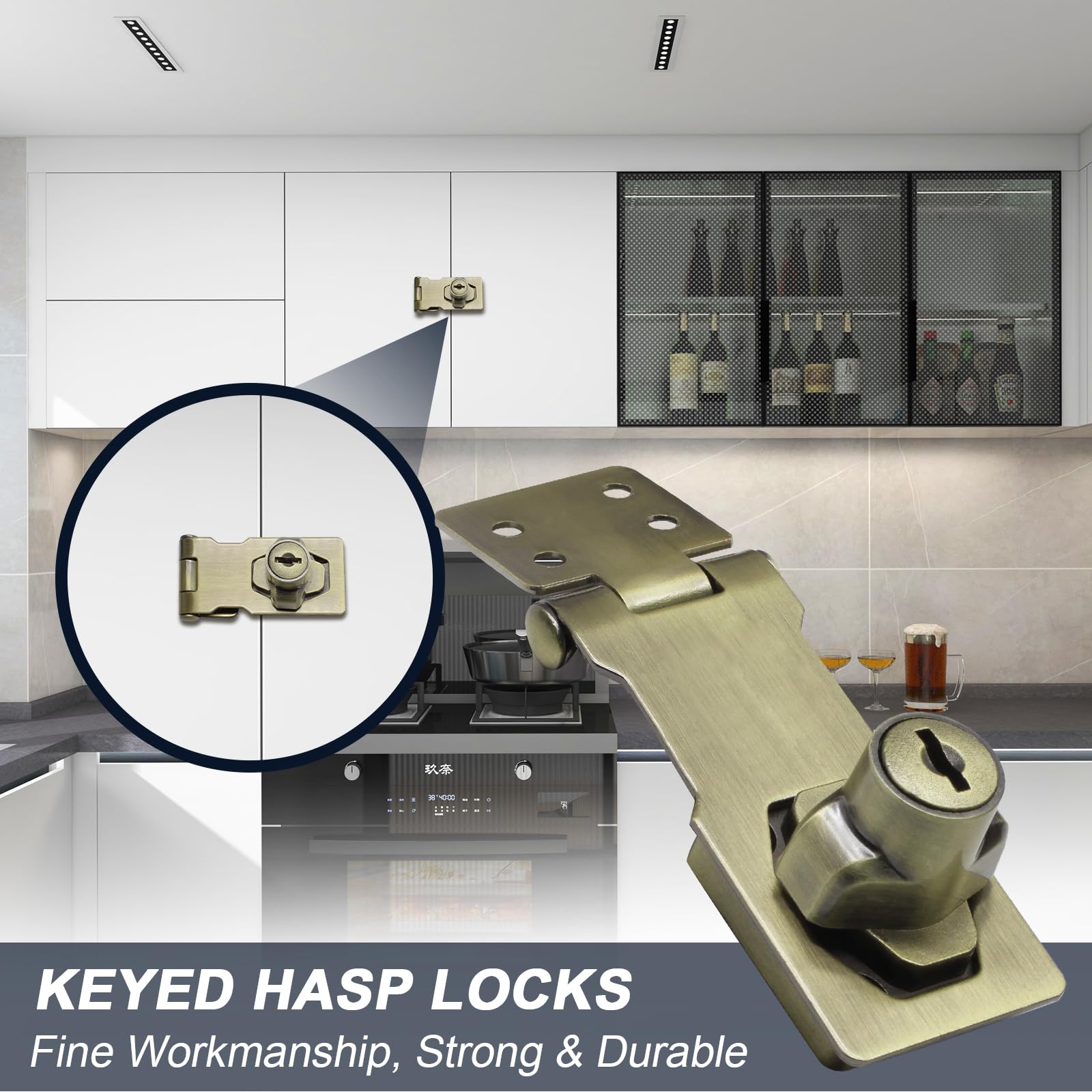 Snapklik.com : Kyuionty 2Pcs Keyed Hasp Locks 4 Inch Twist Knob Keyed ...