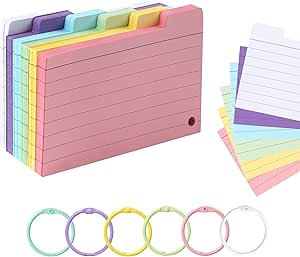 Amazon.com : JUNART 6-Colour 300PCS Index Cards, 50 Pages per Colour ...