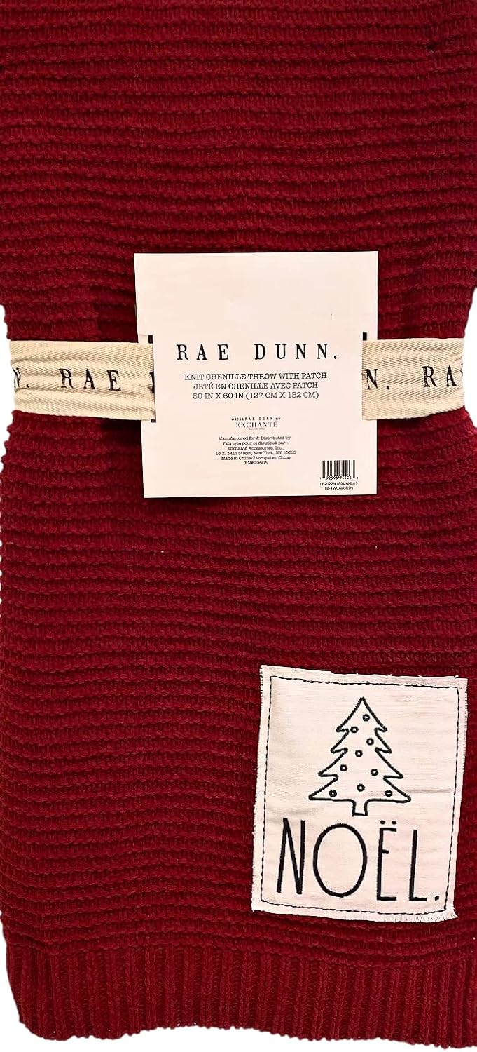 Amazon.com: Rae Dunn by Enchante Christmas Luxury Knit Chenille Throw ...