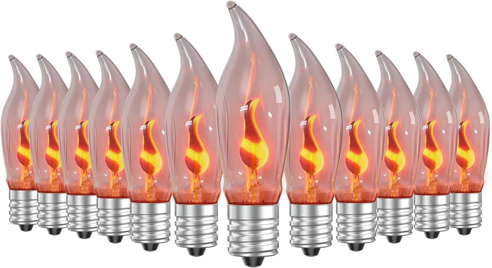 HEWA-Tech C35 Flame Tip Flicker Bulbs - Crystal Clear Candle Light with ...