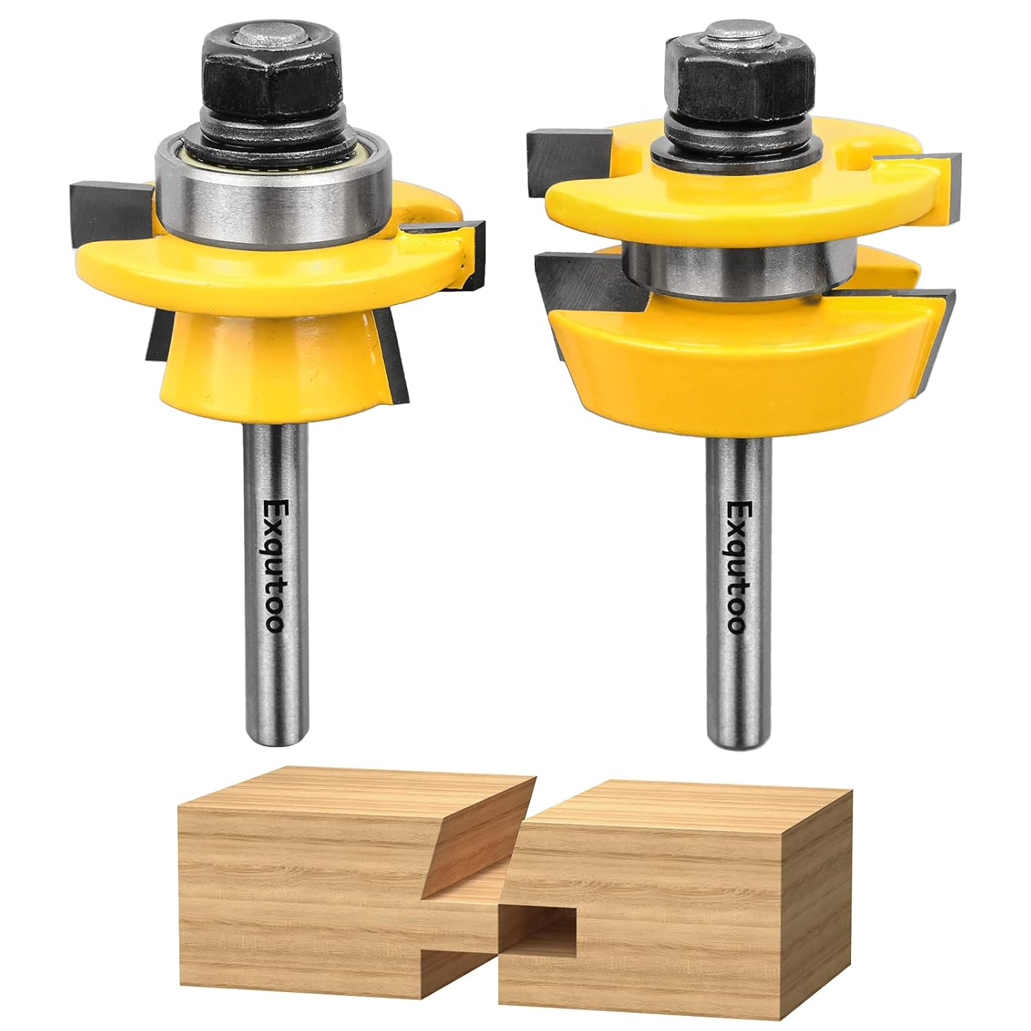 Exqutoo 1/4-Inch Shank 2 Set Bevel Shaker Rail and Stile Router Bits ...