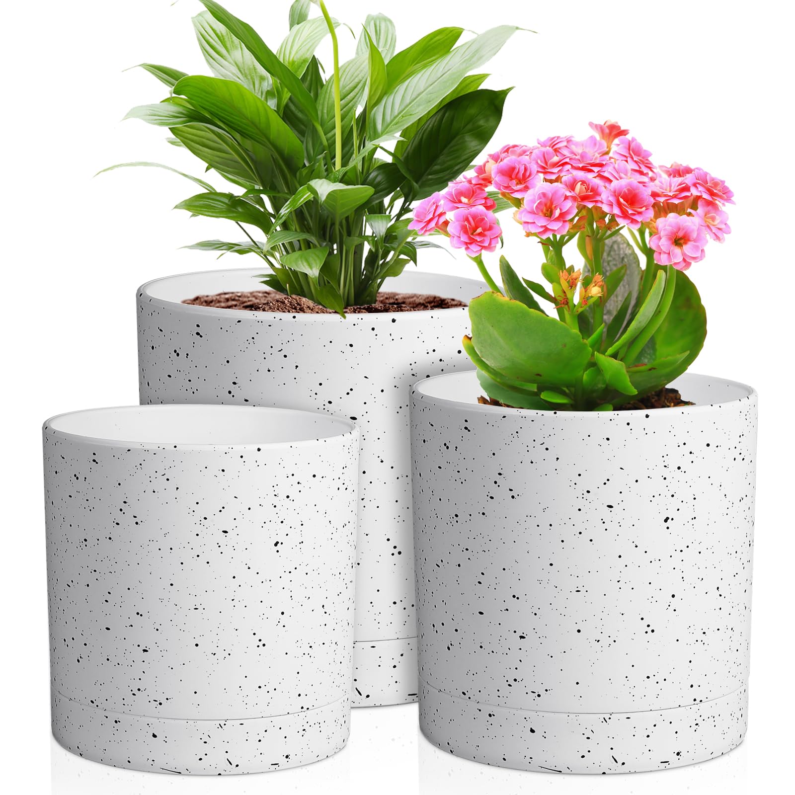 Snapklik.com : Meowell 6/5/4 Inch Plant Pots, 3 Pack Cylinder Flower ...