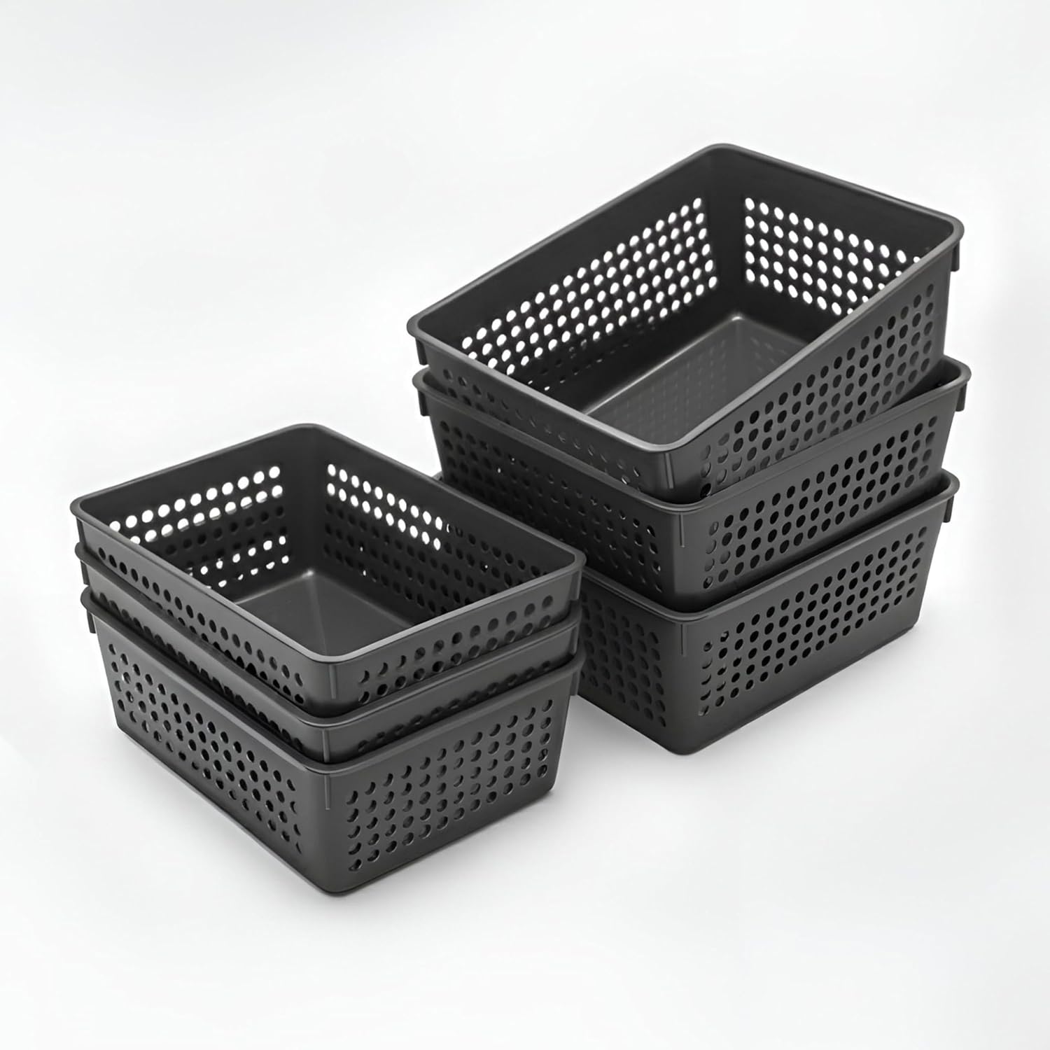 ABBAware Pack of 6 Storage Baskets Combo, Modern Grey Drawer Basket ...