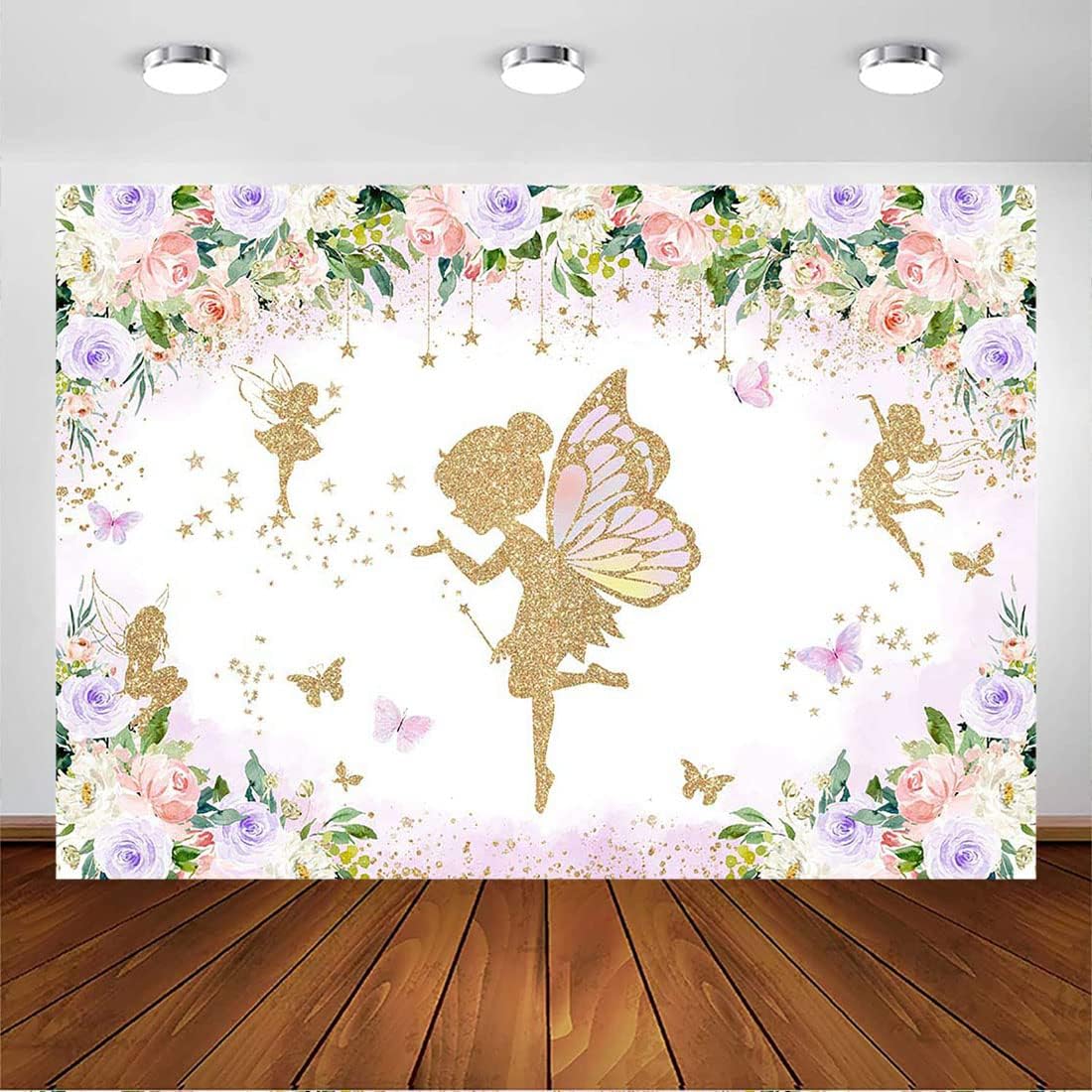 Fairy Happy Birthday Backdrop 6x4FT Pink Flowers My Fairy First ...