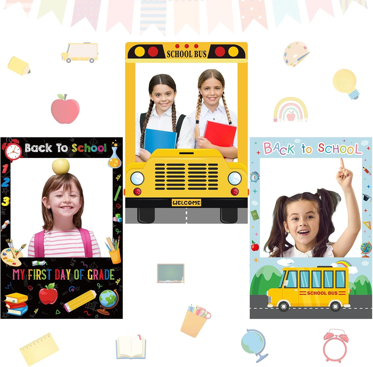 Amazon.com: Yousoontic 3 Pcs Back to School Photo Props Frame 25 Inch ...