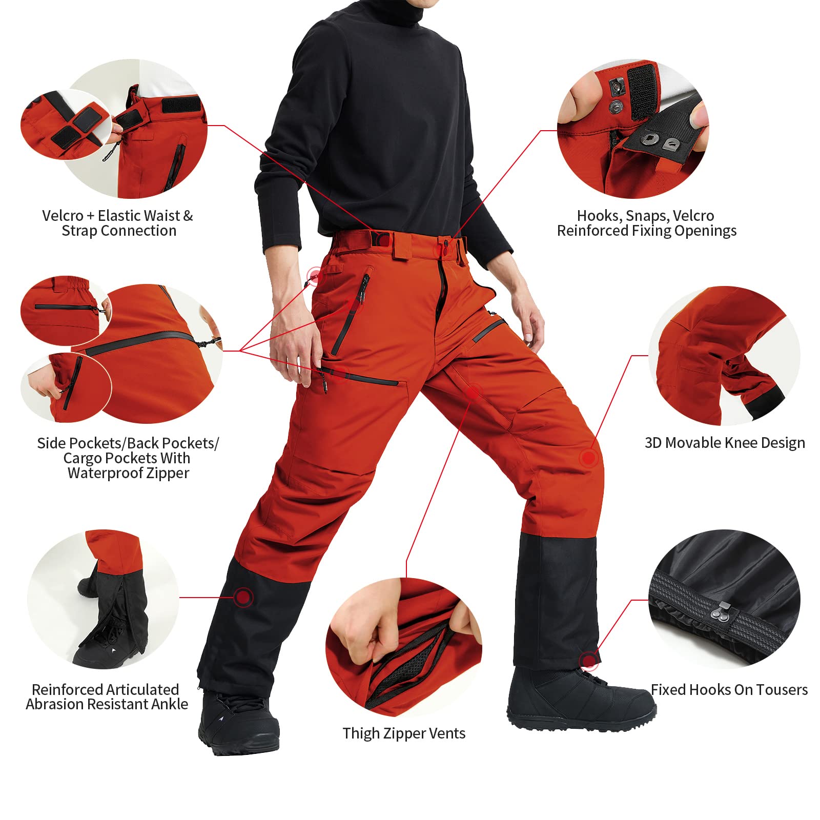 Snapklik.com : Pioneer Camp Mens Snow Ski Pants Waterproof Insulated ...