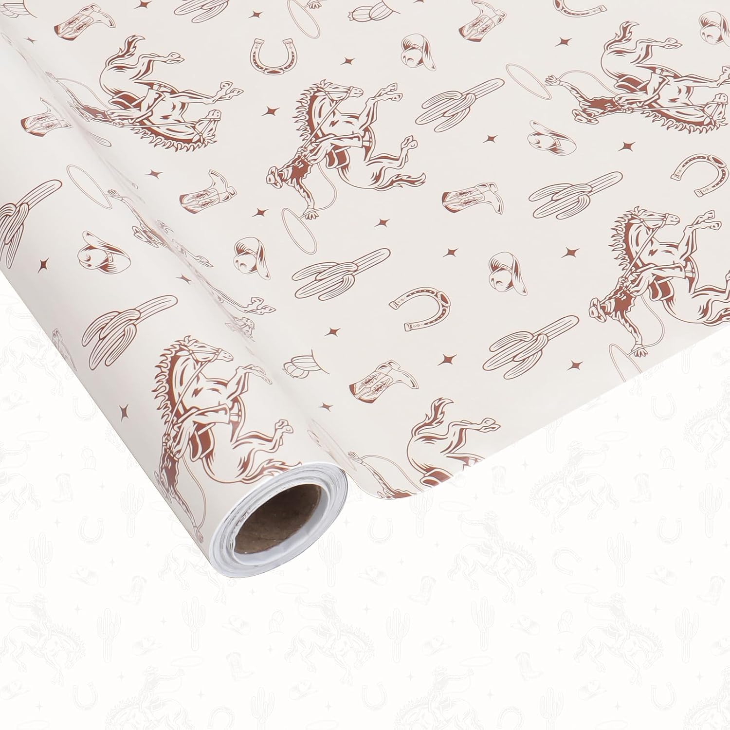 Amazon.com: FISHLONO Western Cowboy Wrapping Paper Roll – Brown Gift ...