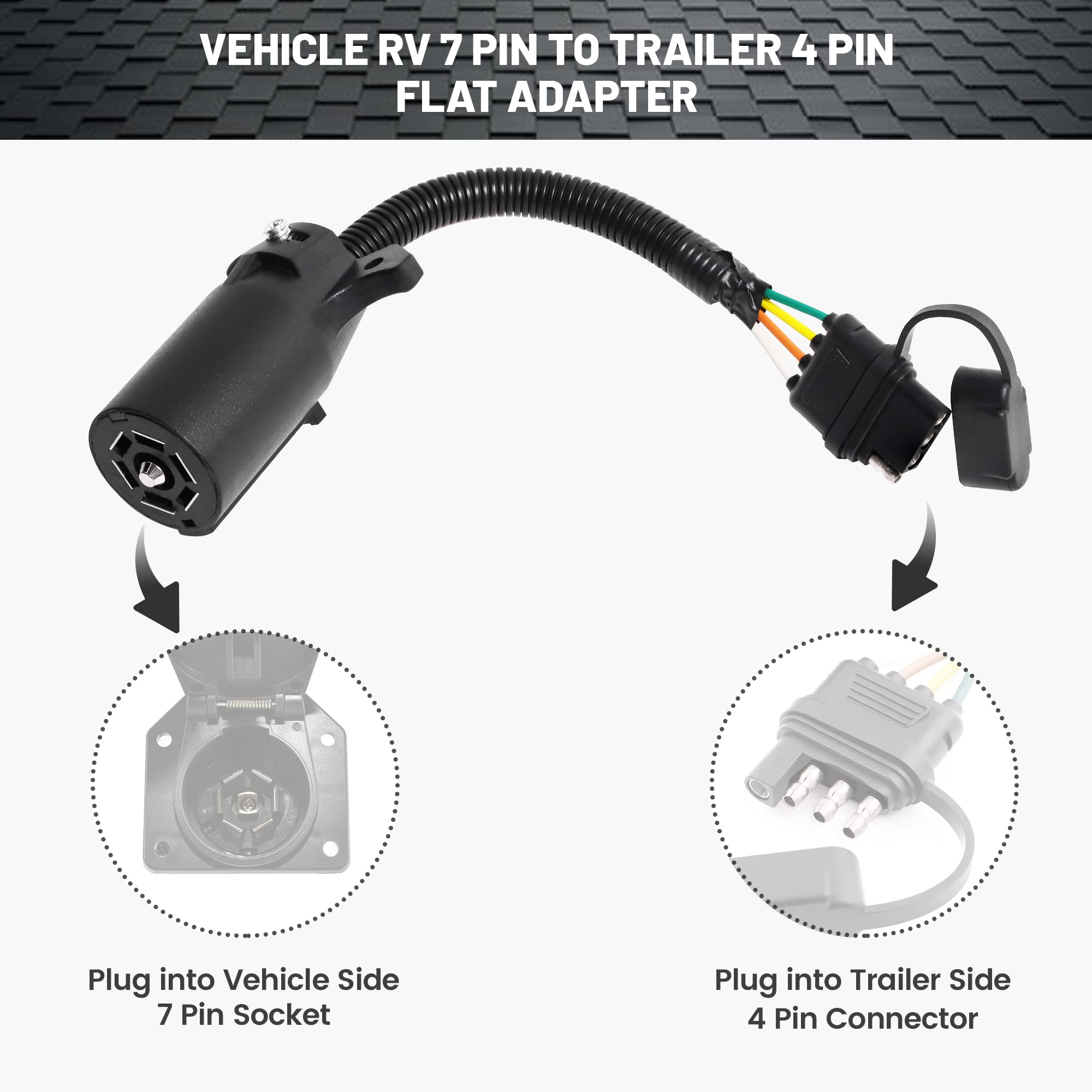 Snapklik.com : Oyviny 7 Way Blade To 4 Way Flat Trailer Adapter