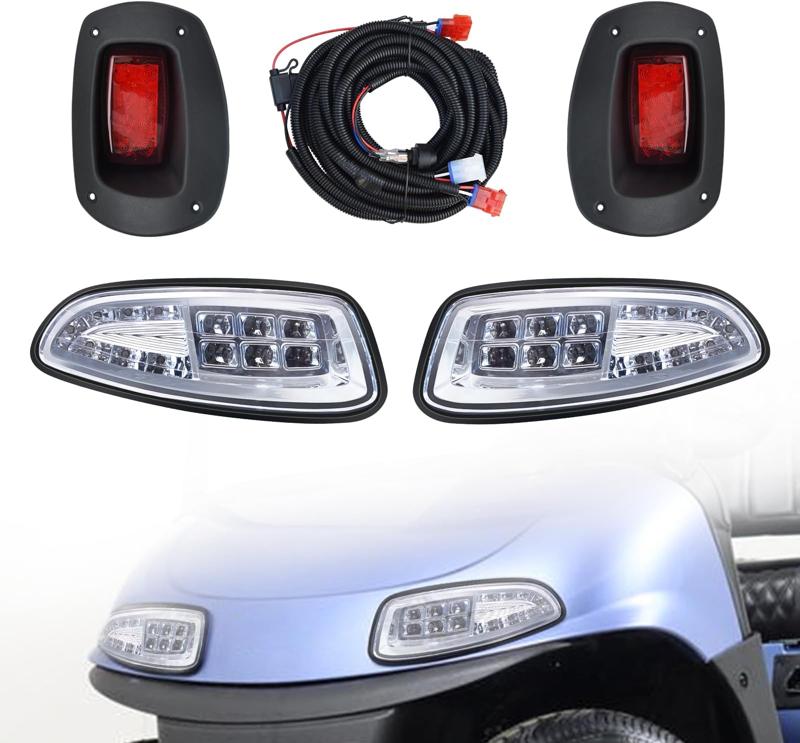 Amazon.com: Orle Oko LED Head Tail Light Kit For EZGO RXV 2008-2015 Gas ...