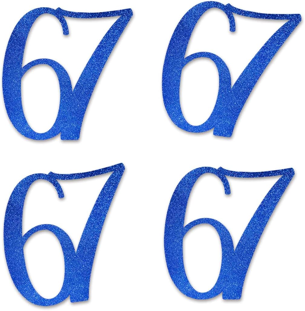 Amazon.com: Blue Glitter 67 Cut-Out Numbers, 67th Birthday Party ...
