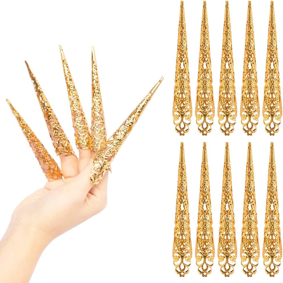 Amazon.com: 10 Pack Finger Nail Tip Claw Rings, Ancient Queen Costume ...
