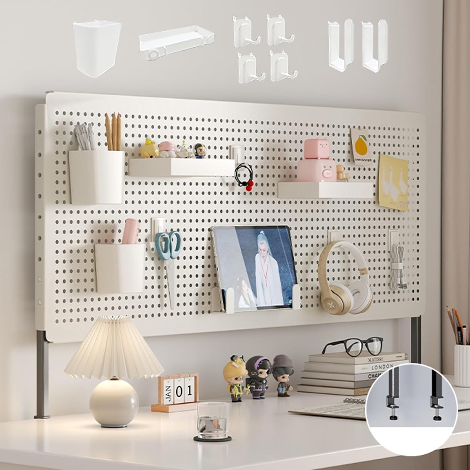 Amazon.com: XRRJFYH Desk Pegboard Kit, Metal Pegboard with Height ...