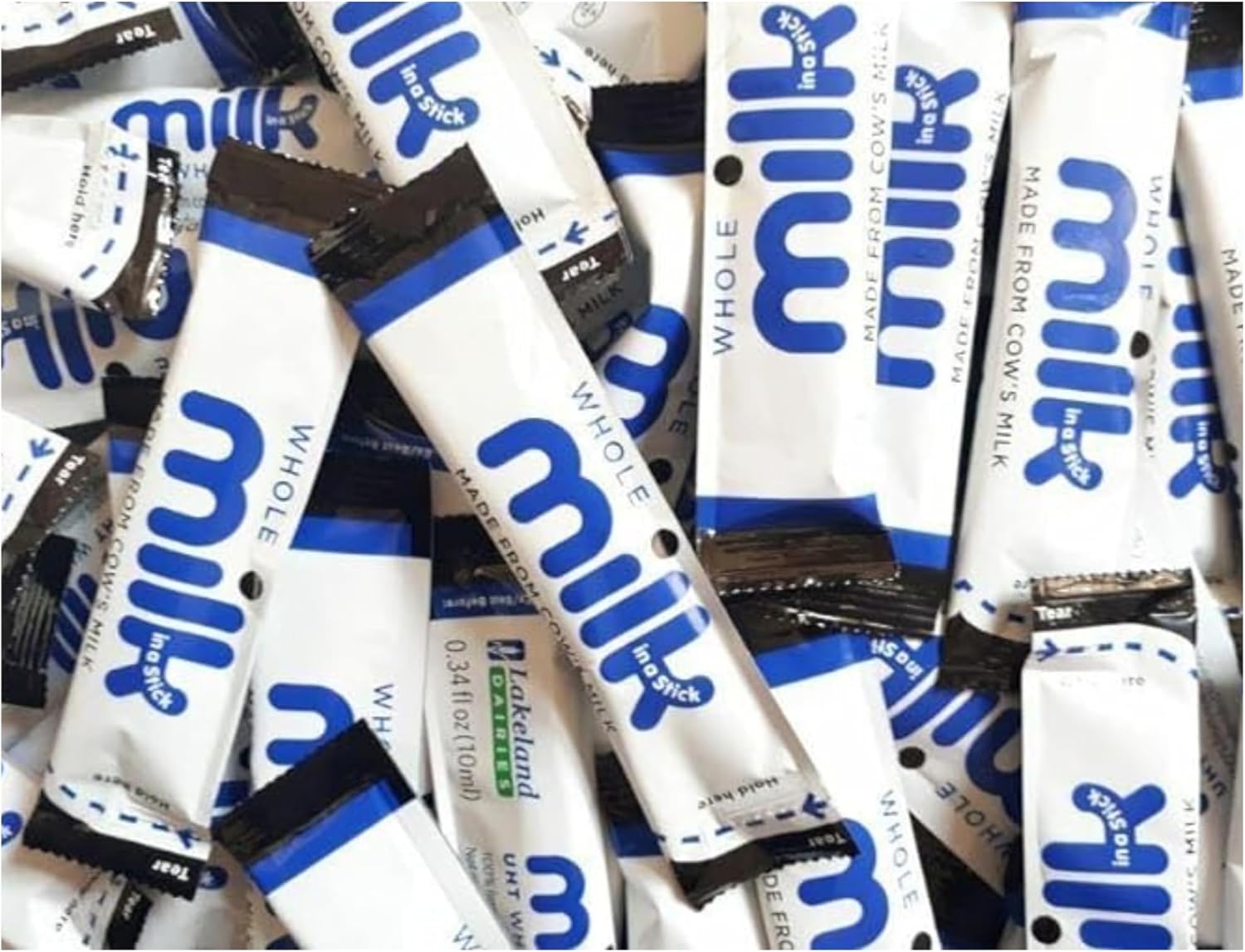 60 x Lakeland Dairies Milk In A Stick - UHT Whole Milk Sachets - 10ml ...