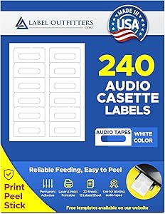 Amazon.com : 240 Label Outfitters® White Matte Audio Cassette Labels ...