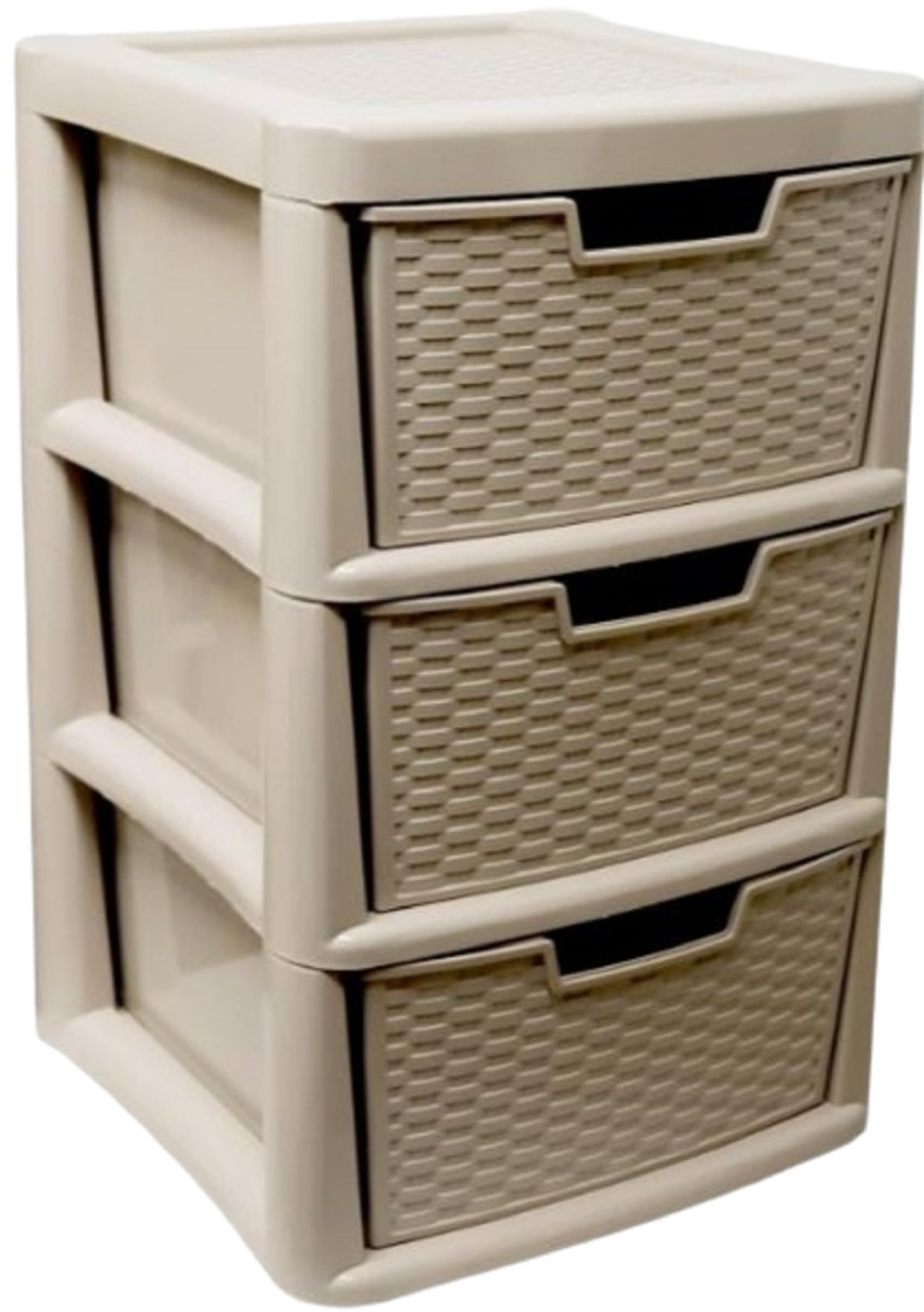 Large 3 Drawer Plastic Storage Drawer Unit Tower Rattan Effect Tower ...