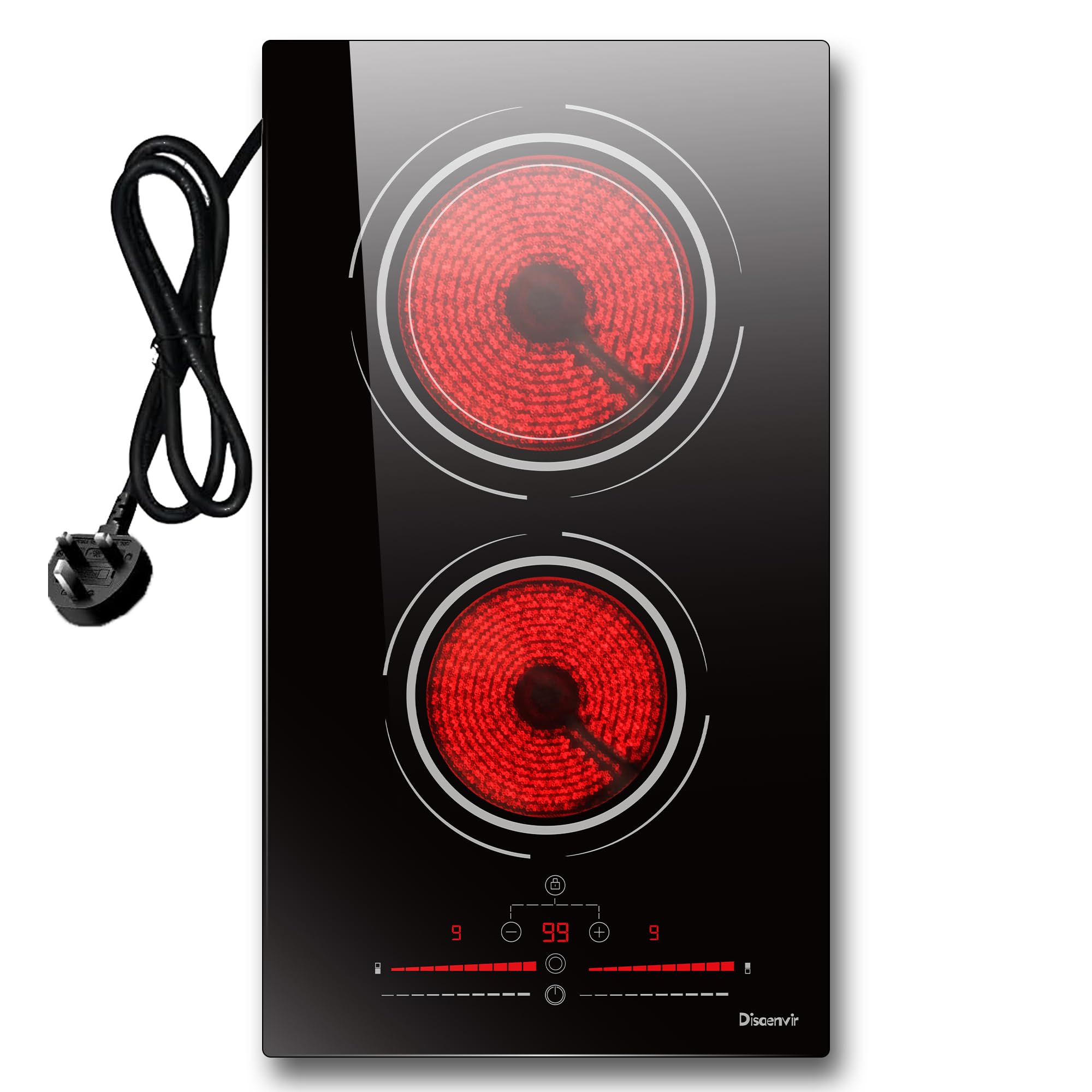 Disaenvir Electric Cooktop in Ceramic Dual Ring, 2 Burner Plug in ...