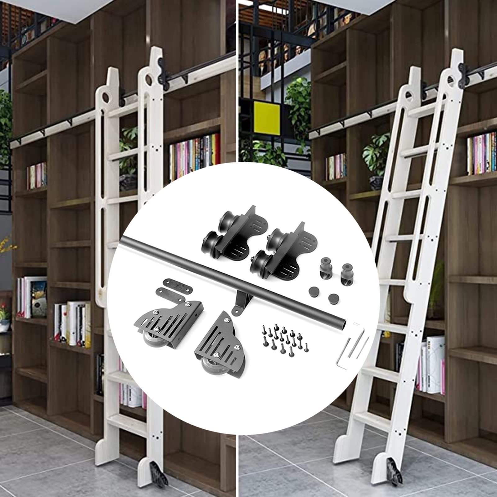 Rolling Library Ladder Wheels Dimensions Quiet Glide Non Rolling