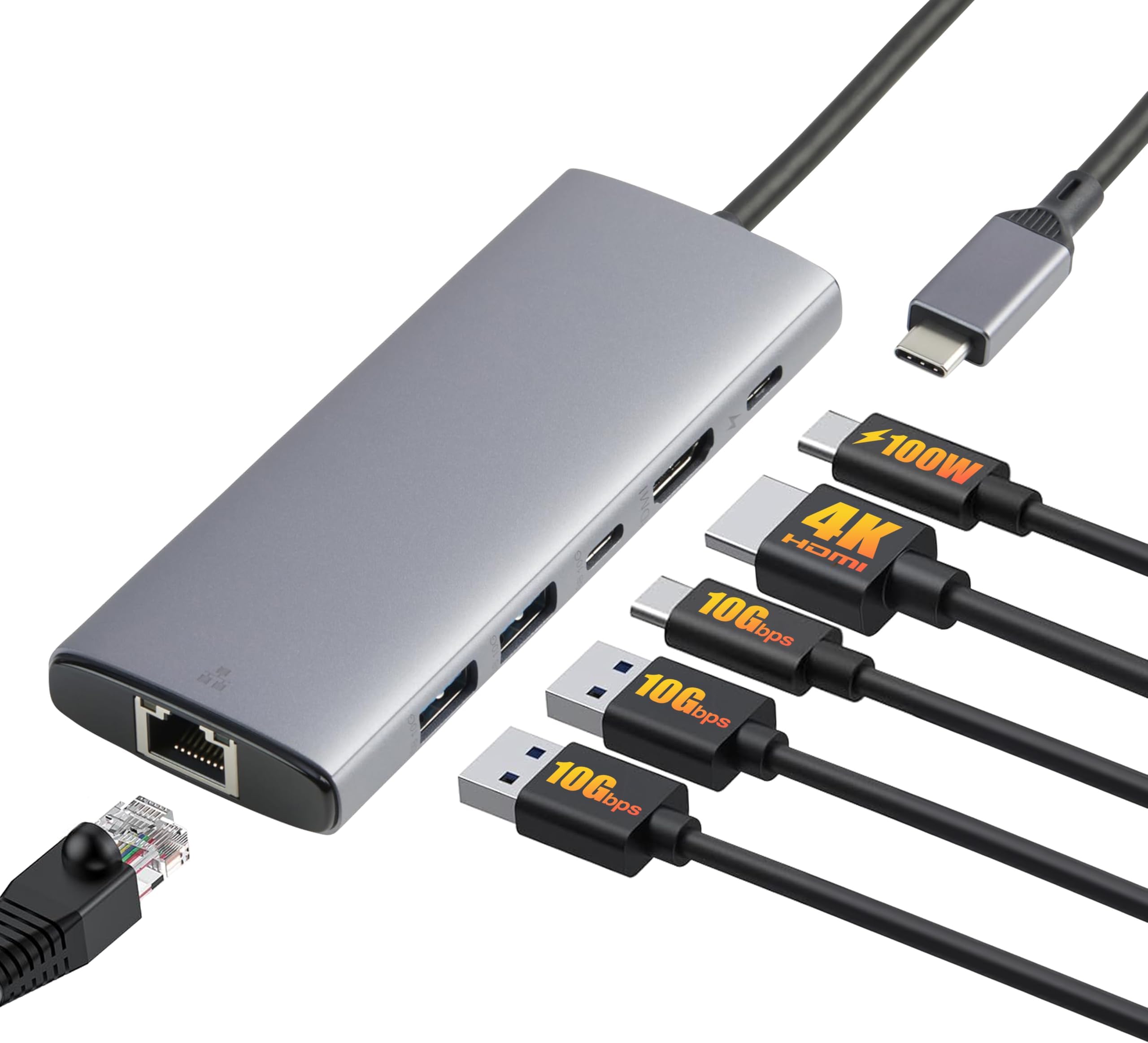 Amazon.com: Amazon Basics 6-in-1 USB-C 3.2 (10G) Hub, 1 USB-C 100W PD ...