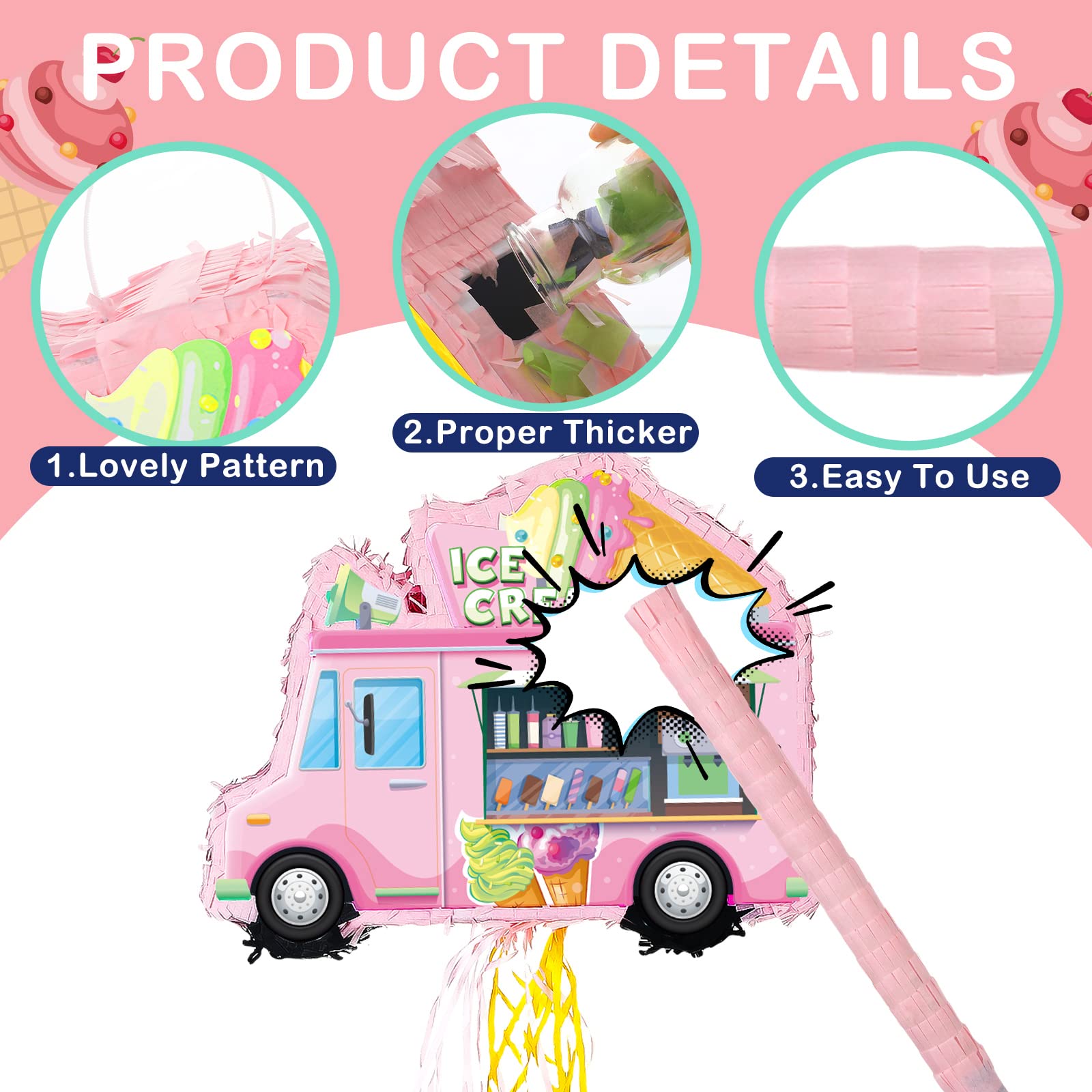 Pinatas For Birthday Party Capoda Pink Ice Cream Piñata Cute Dessert ...