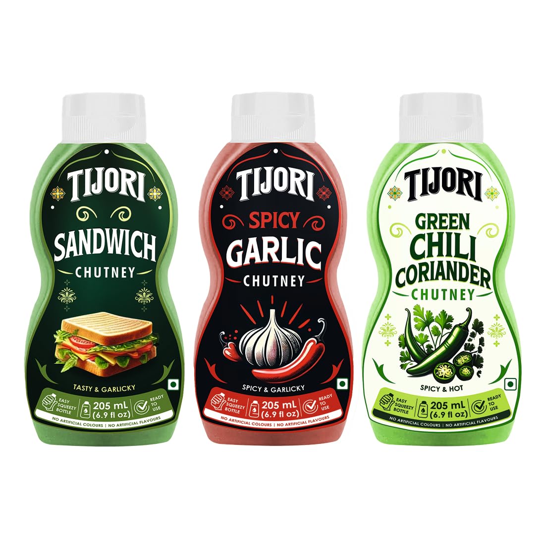 Tijori Sandwich Chutney, Spicy Garlic Chutney & Green Chili Coriander ...