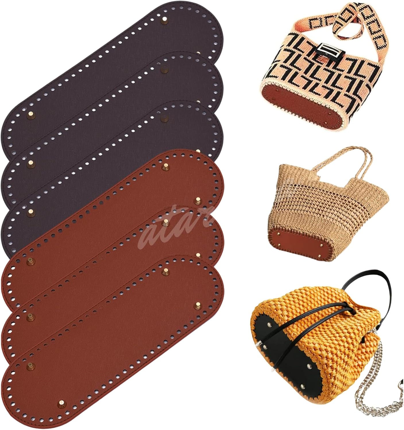 Amazon.com: 6 Pcs PU Leather Bag Bottom Shaper with Holes for DIY Bag ...