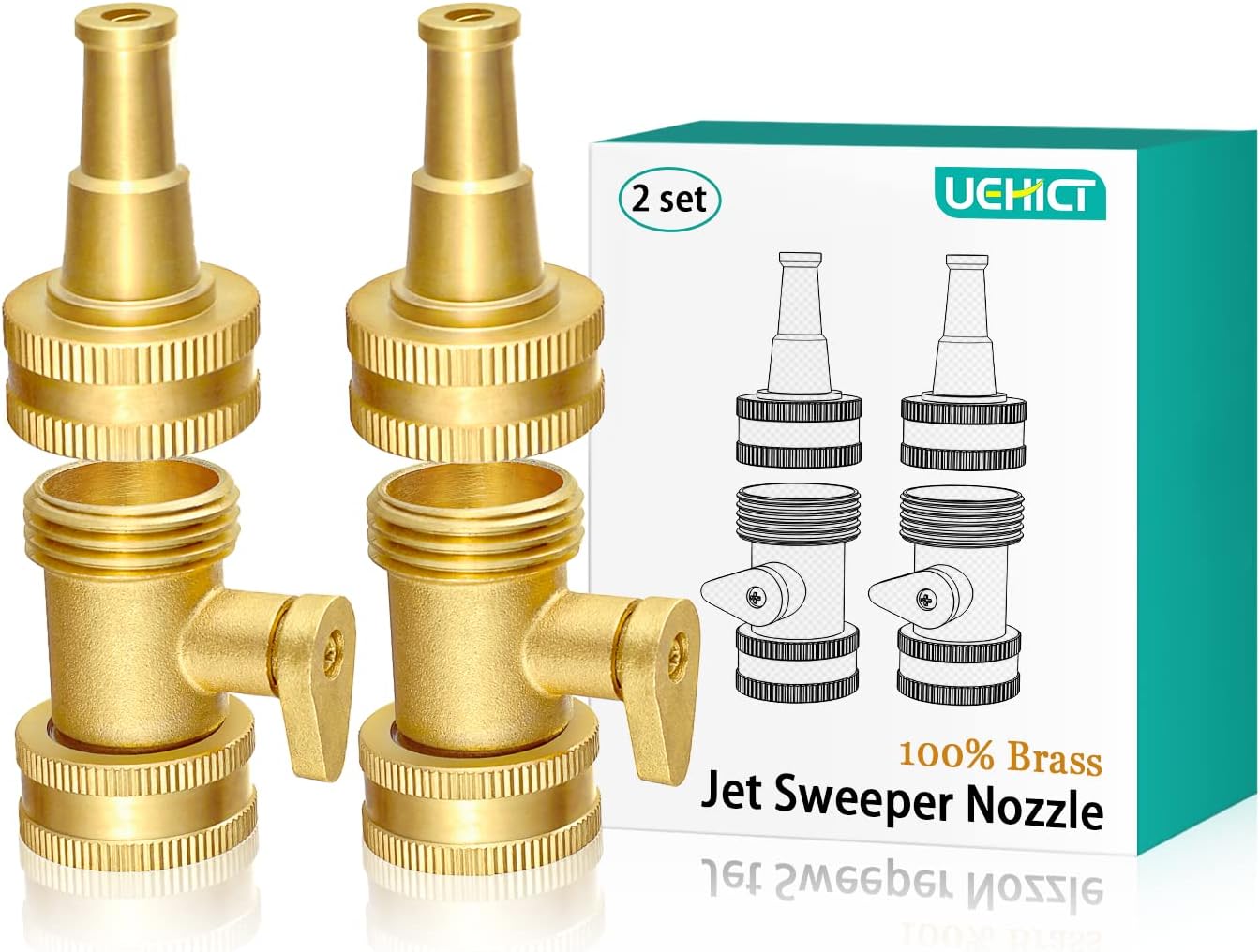 Amazon.com : Water Jet Nozzle Solid Brass Sweeper Sprayer for Garden ...