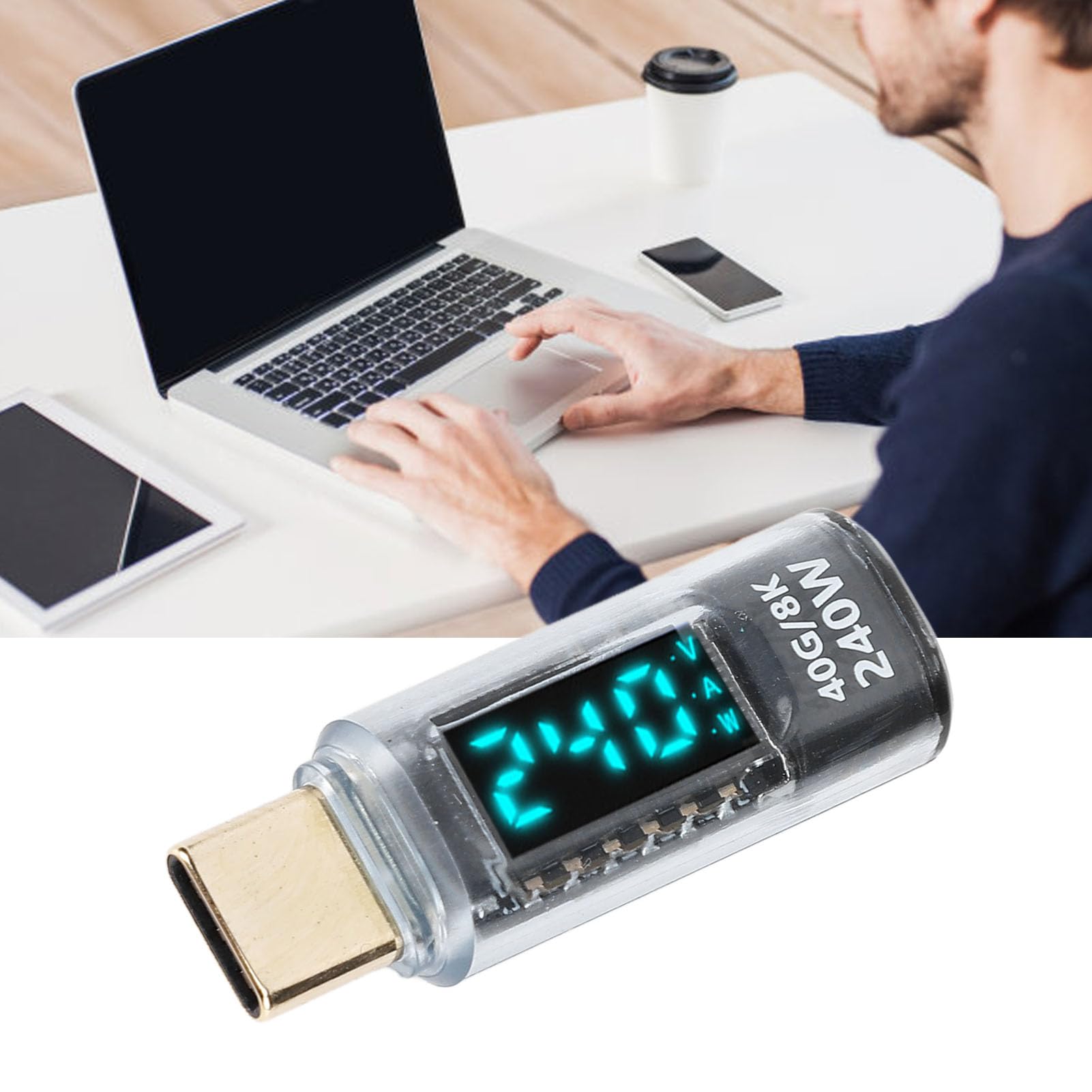 240W PD USB C Voltage Current Tester Duttek USB C Power Meter Adapter ...