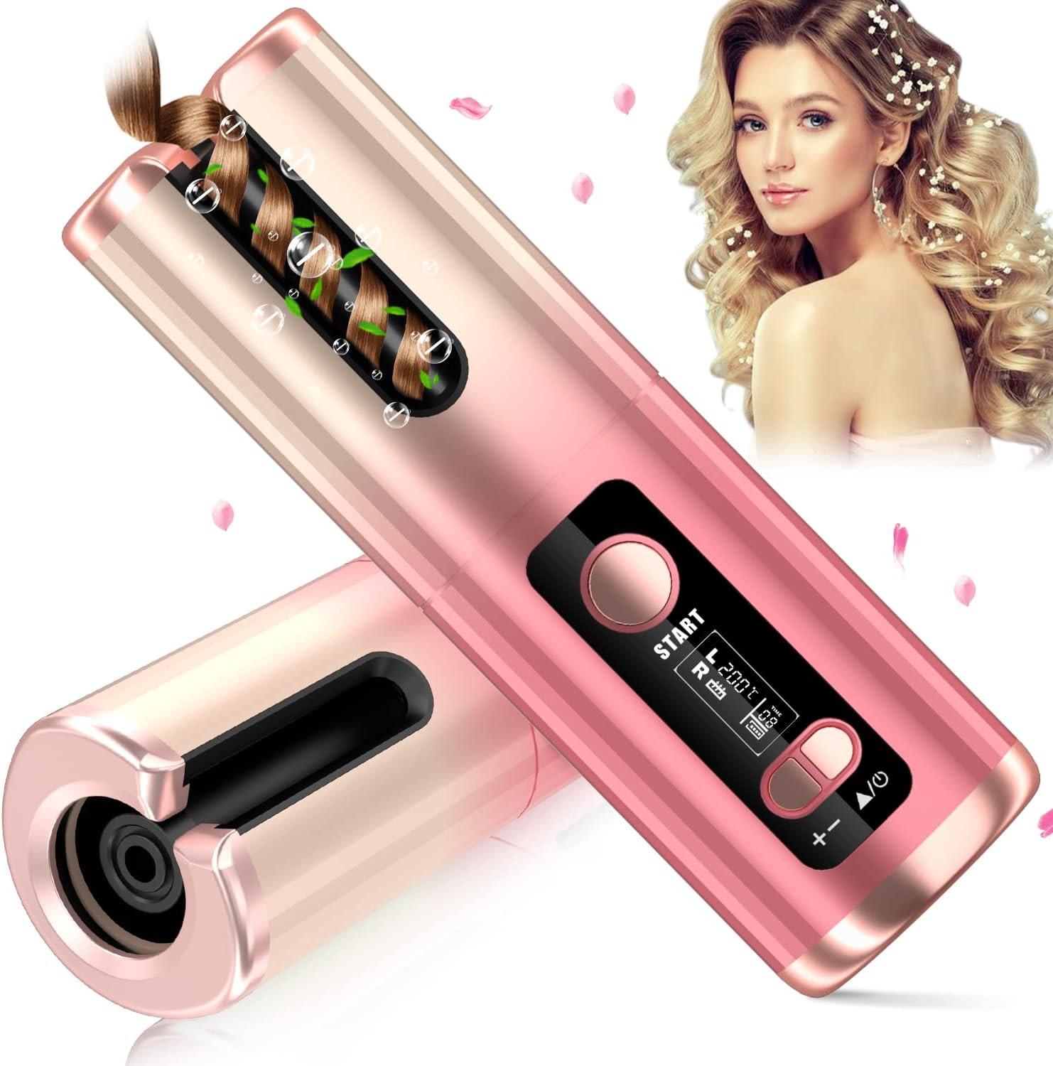 Amazon.com: Automatic Curling Iron, Cordless Auto Hair Curler w/ 6 Temp ...