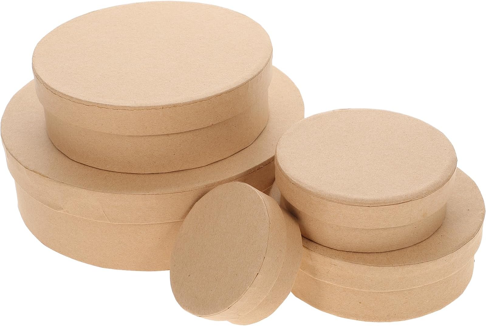 Amazon.com: TEHAUX 5pcs Round Gift Boxes with Lids, Flat Round Paper ...