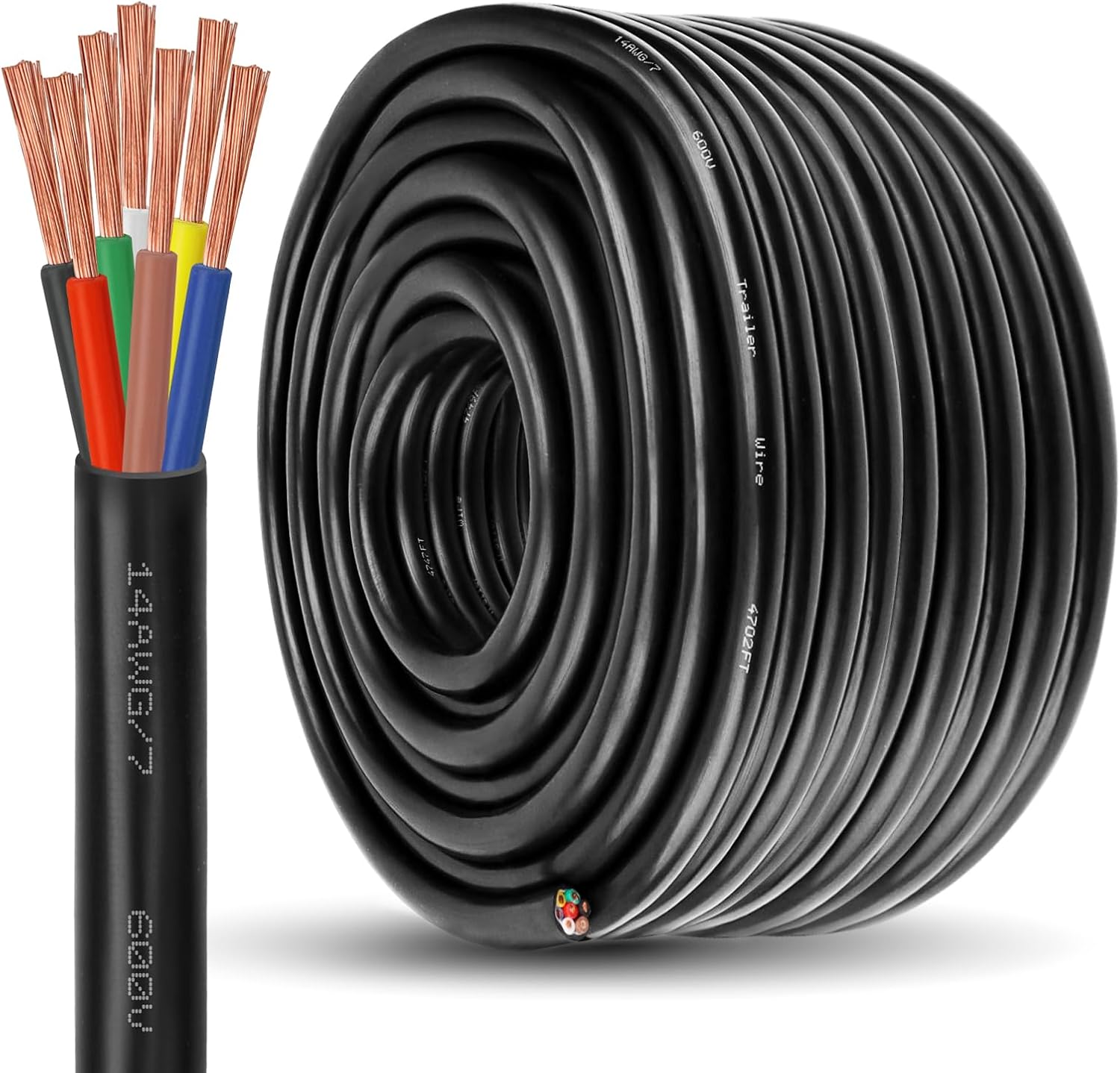 XRDS -RF Premium 14 Gauge 7-Way Conductor Wire - 100 Feet, Weatherproof ...