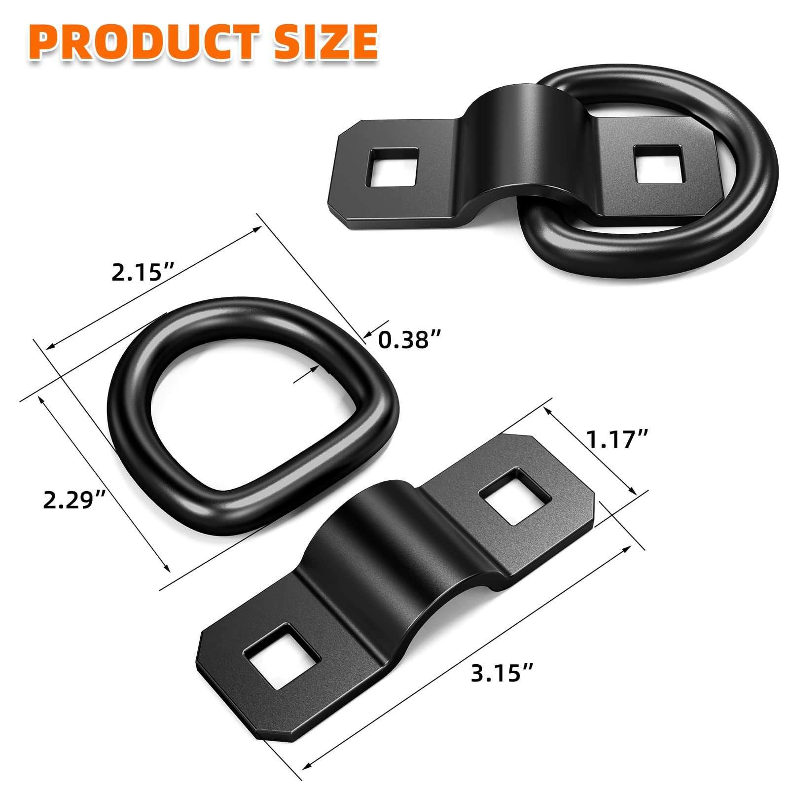 Snapklik.com : 10 PCS 3/8" Heavy Duty D Rings Tie Down Anchors For ...