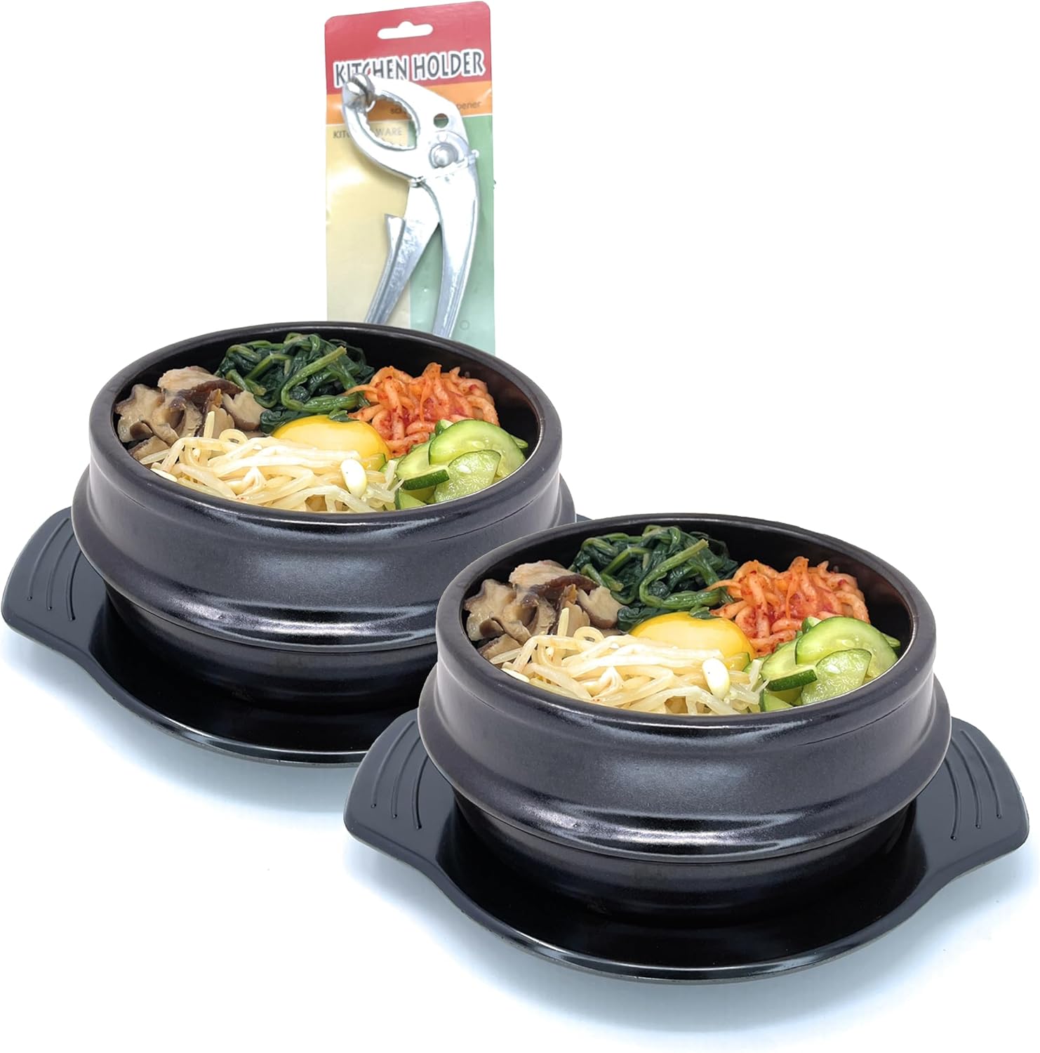Amazon.com: JOVELY Korean Stone Pot 2 Set w/ 1 Ddukbaegi Tongs - 32 fl ...